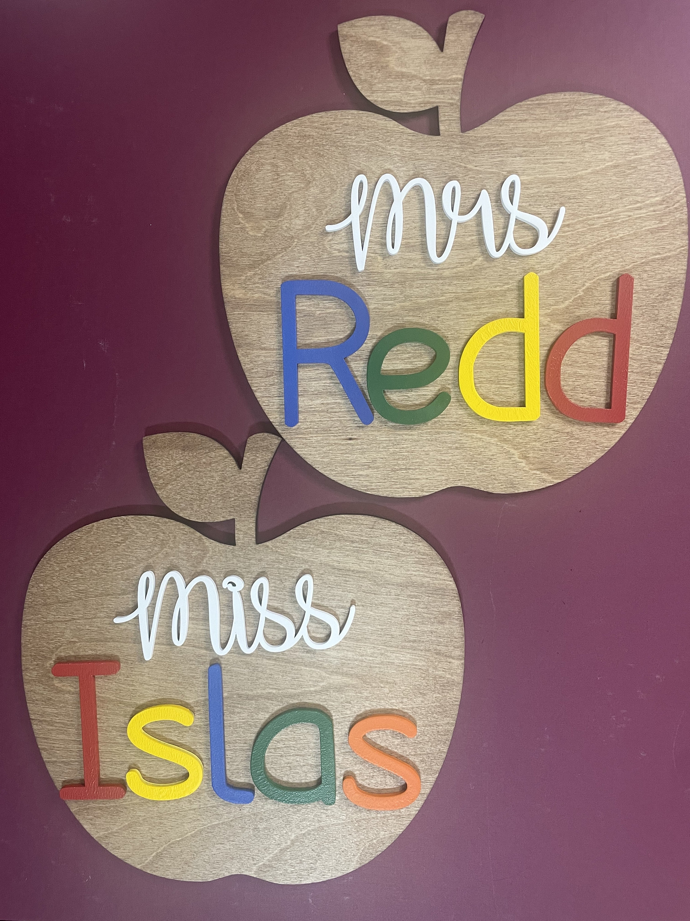 Personalized Teacher Apple Wall Decor, Classroom Hanger, Teacher ...