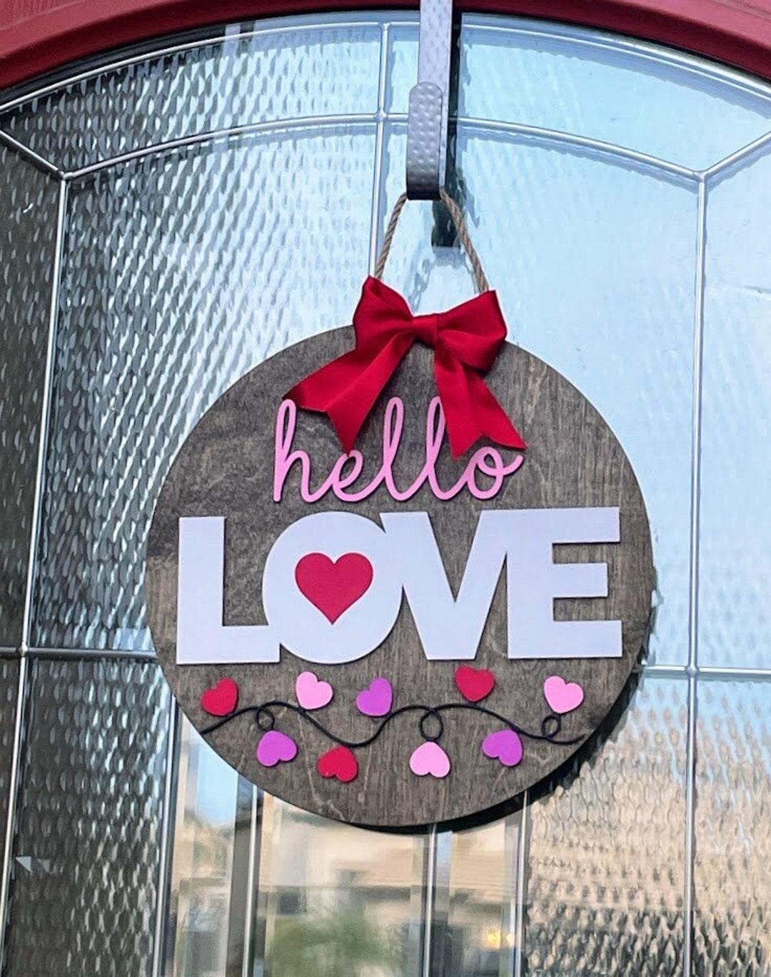 Hello Love Valentines Day Door Hanger Valentines Front Door Decor Front ...