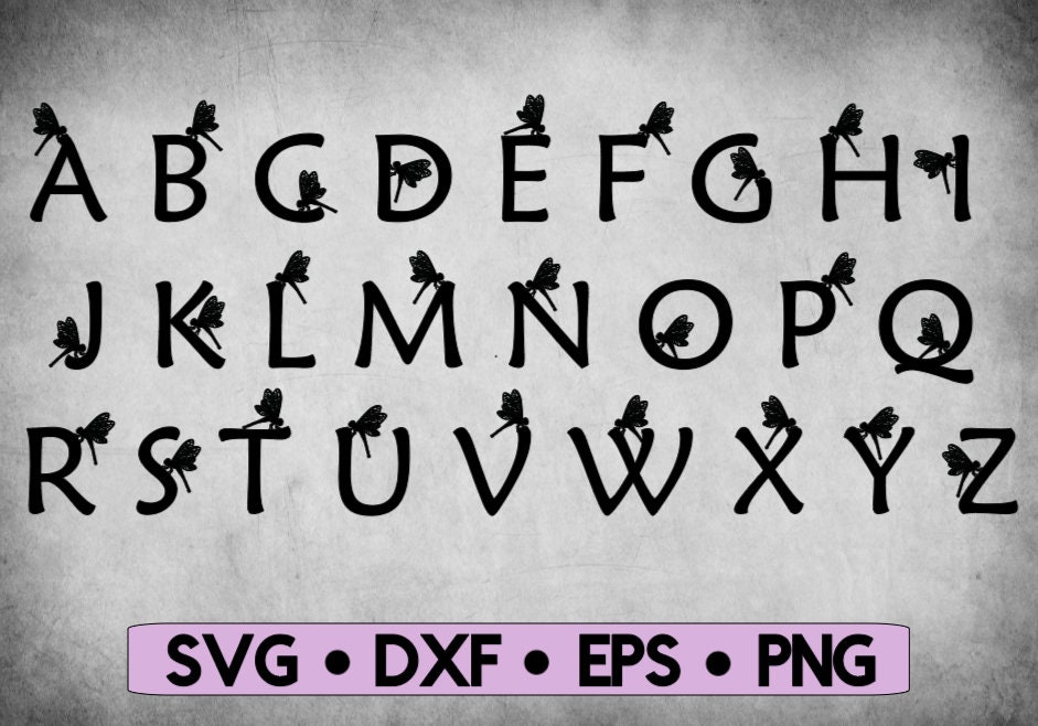 Dragonfly Letters SVG Bundle, Bug Text Dragonfly Text EPS DXF Alphabet ...
