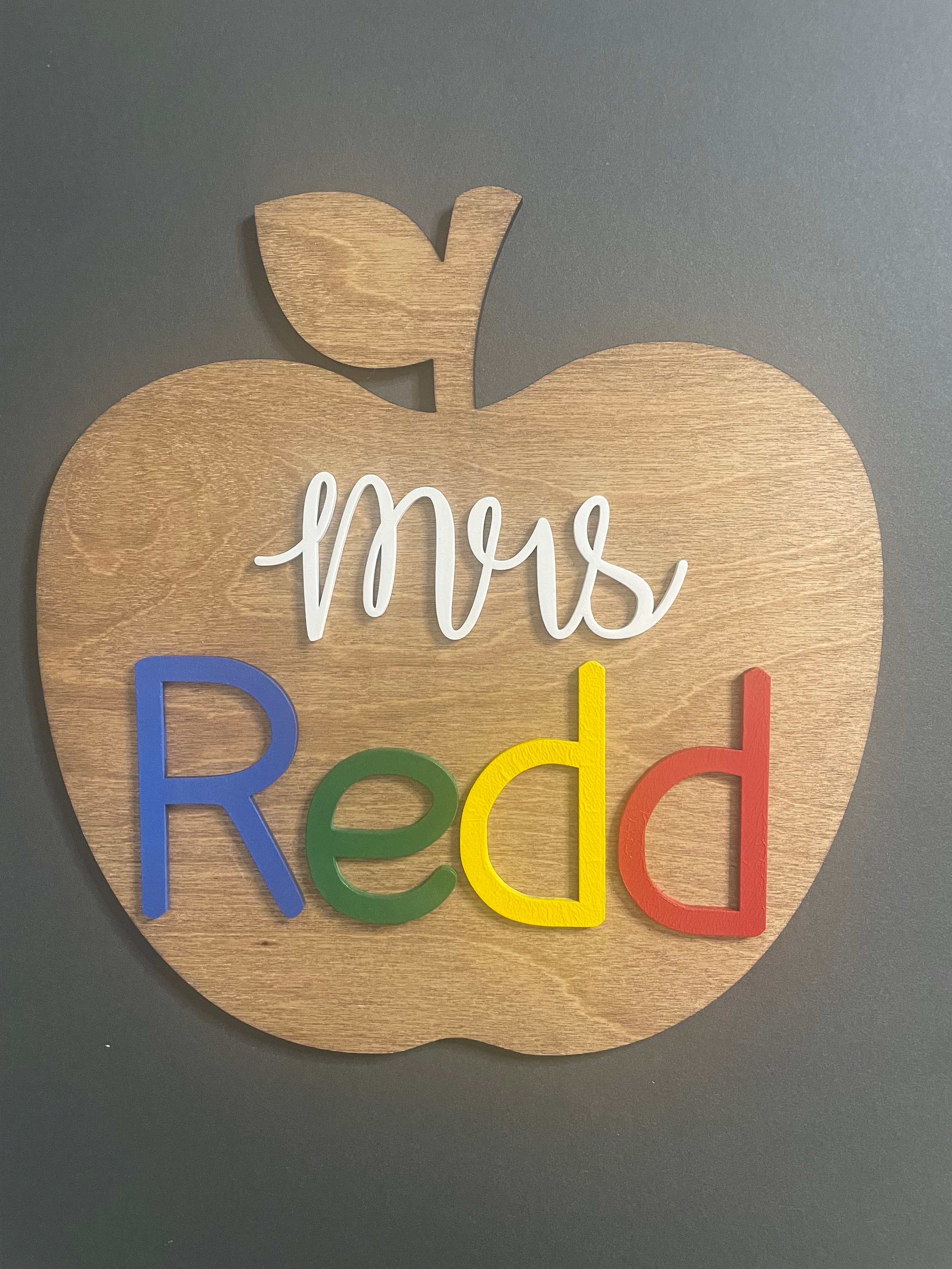 Personalized Teacher Apple Wall Decor, Classroom Hanger, Teacher ...