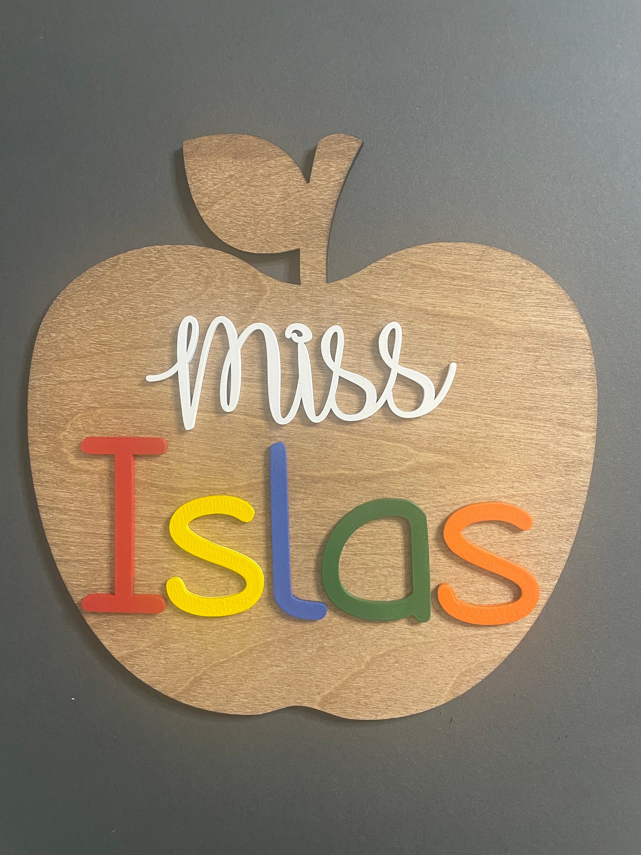 Personalized Teacher Apple Wall Decor, Classroom Hanger, Teacher ...