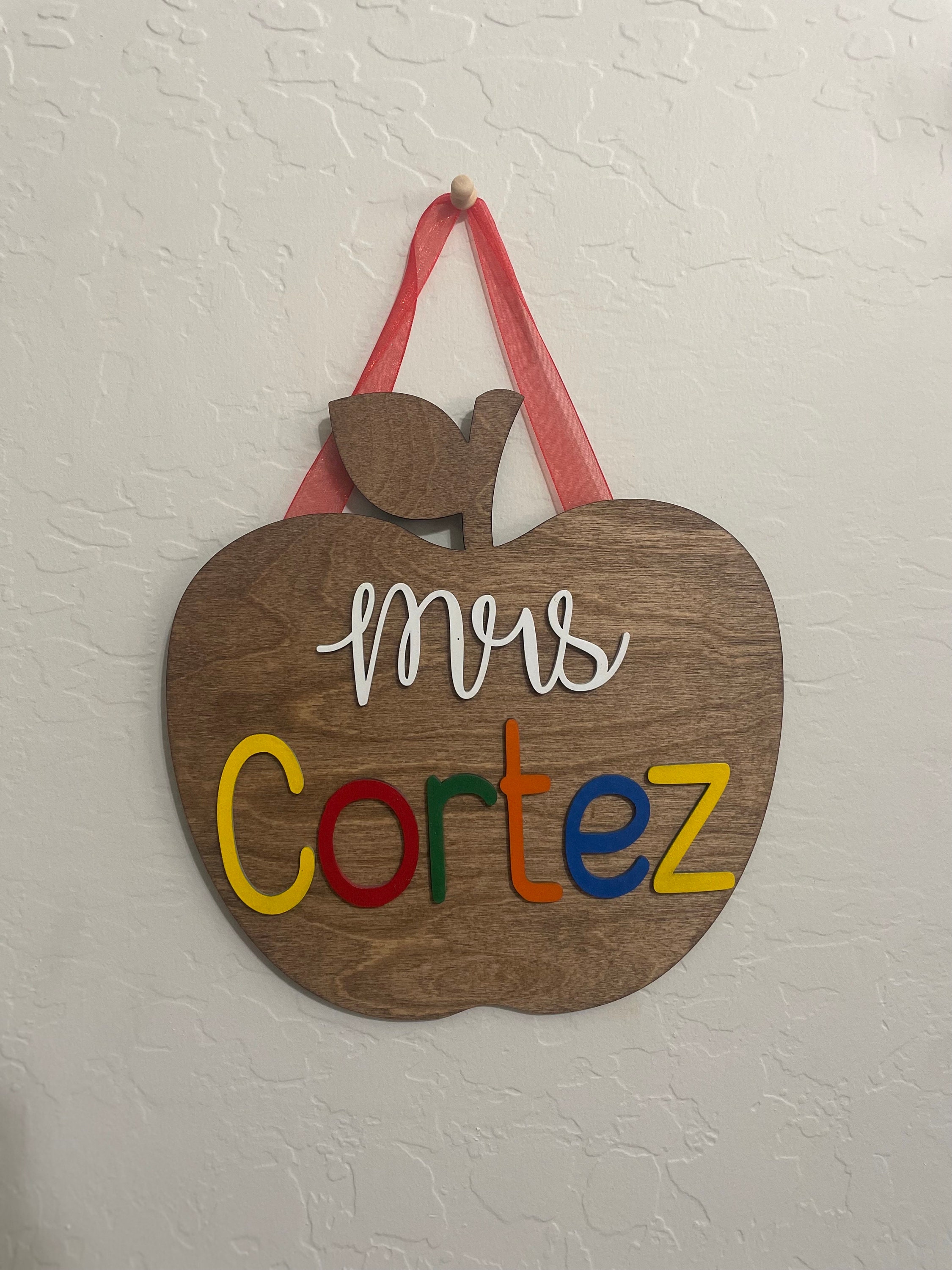 Personalized Teacher Apple Wall Decor, Classroom Hanger, Teacher ...