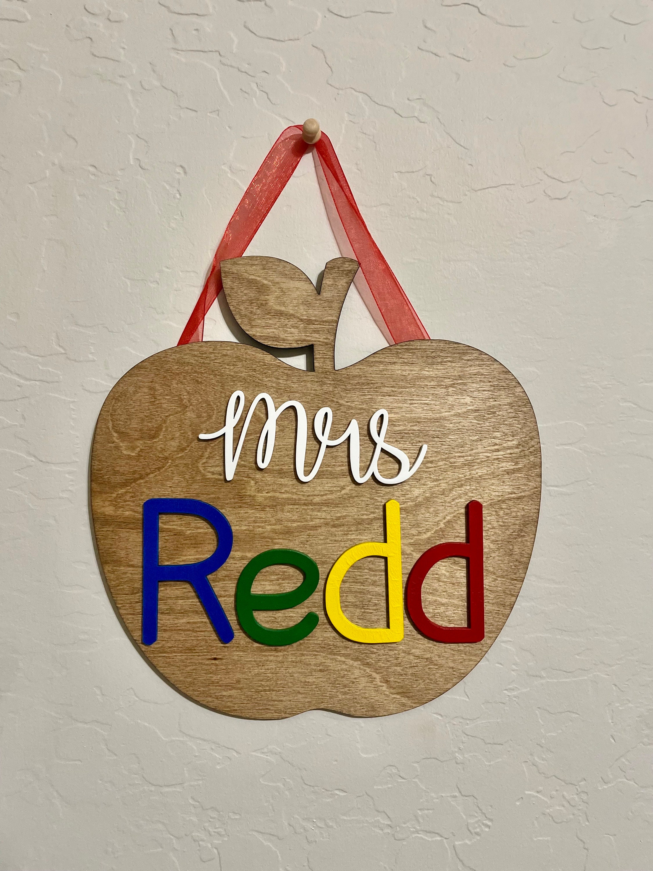 Personalized Teacher Apple Wall Decor, Classroom Hanger, Teacher ...