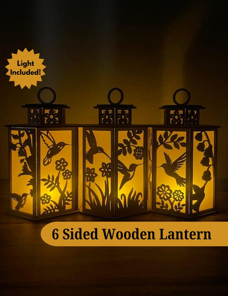 Hummingbird Wooden Lanterns, Hummingbird Lamp Night Light Lantern ...