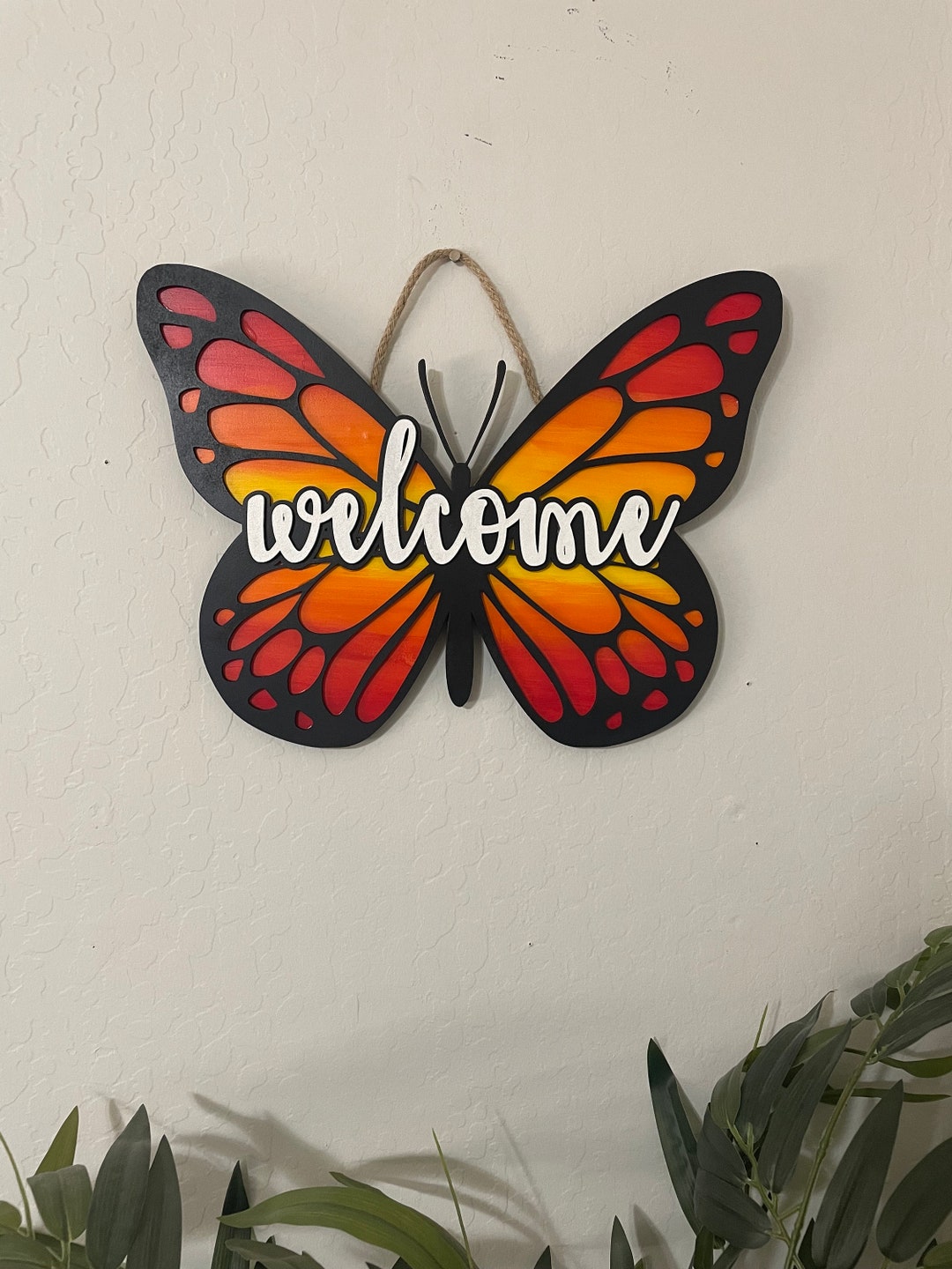 Monarch Butterfly Welcome Door Hanger Shaped Front Door Decor Front ...