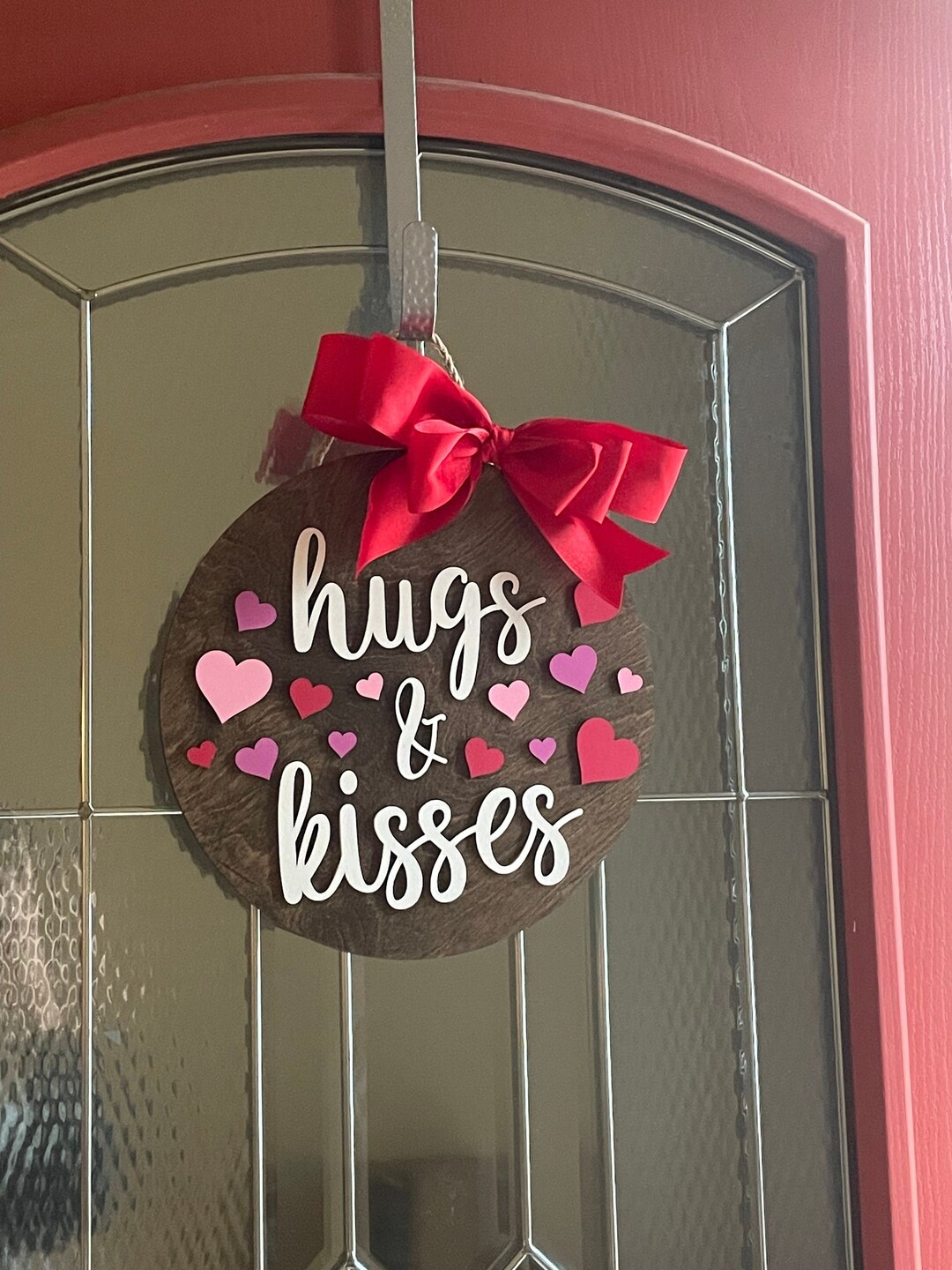 Hugs & Kisses Valentines Day Door Hanger Valentines Front Door Decor ...