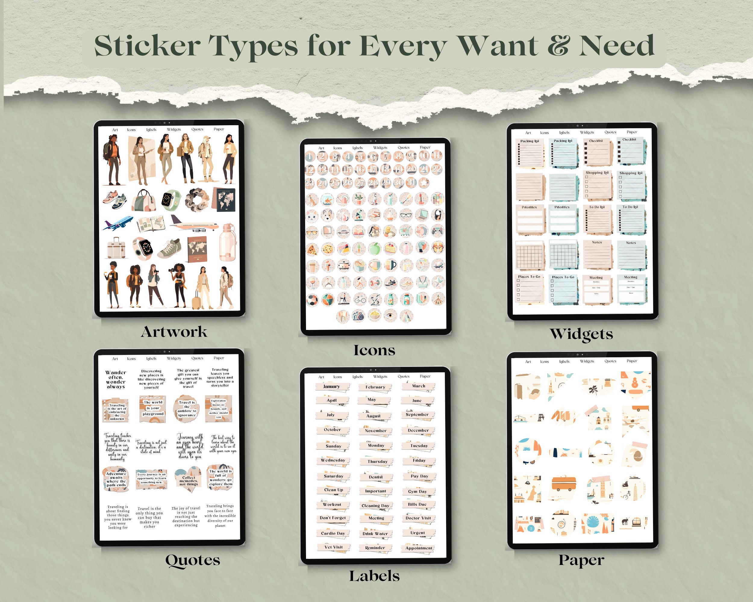 Travel Digital Stickers for Goodnotes 330 Goodnotes Planner - Etsy