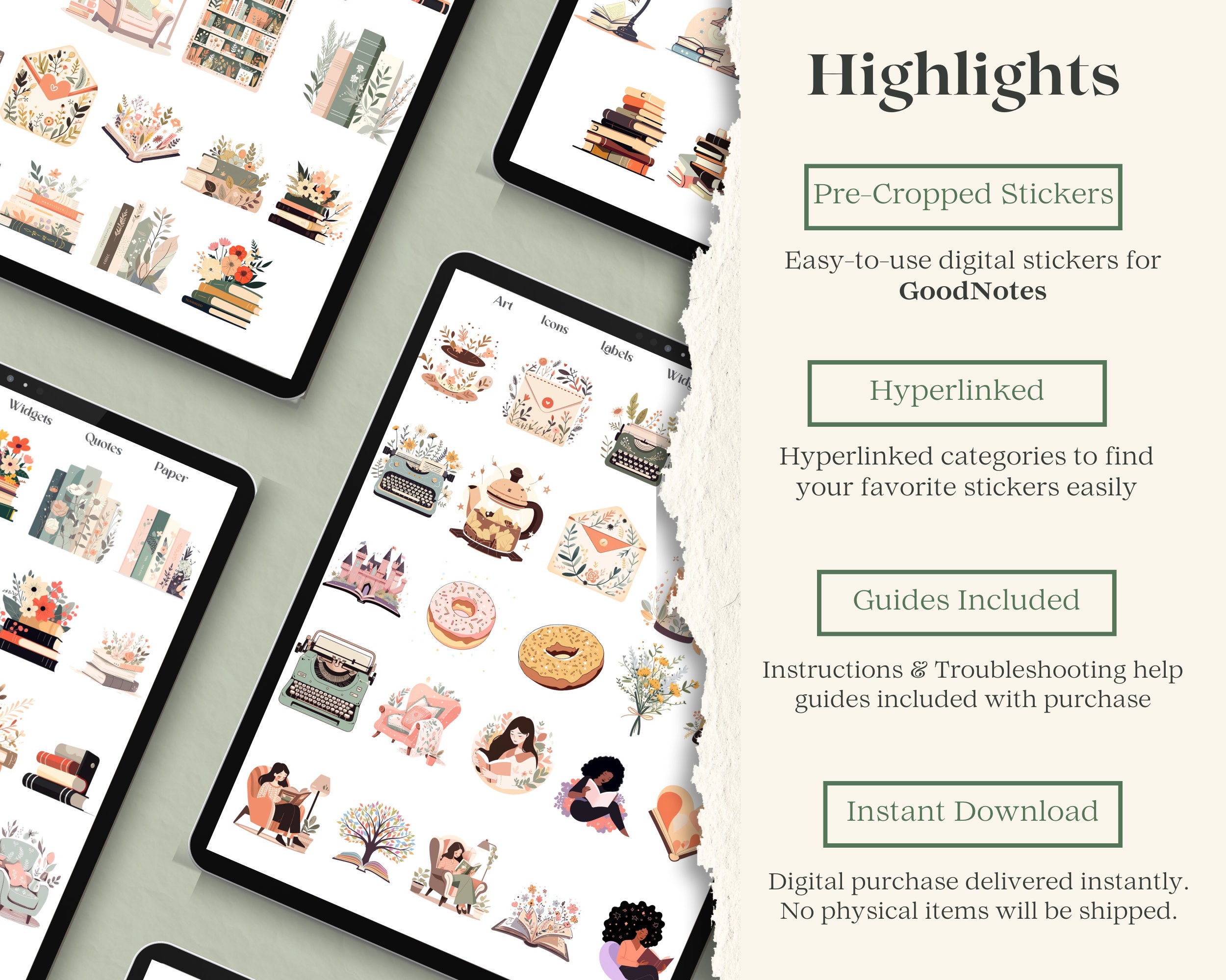 Bookworm Goodnotes Stickers | 300 Bookish Digital Stickers for ...