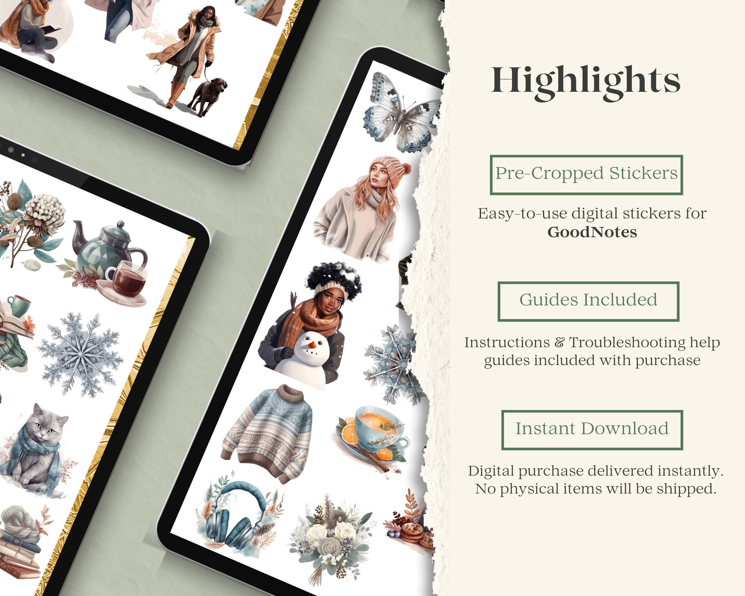 Digital Stickers for Goodnotes Winter 54 Winter Digital Stickers ...