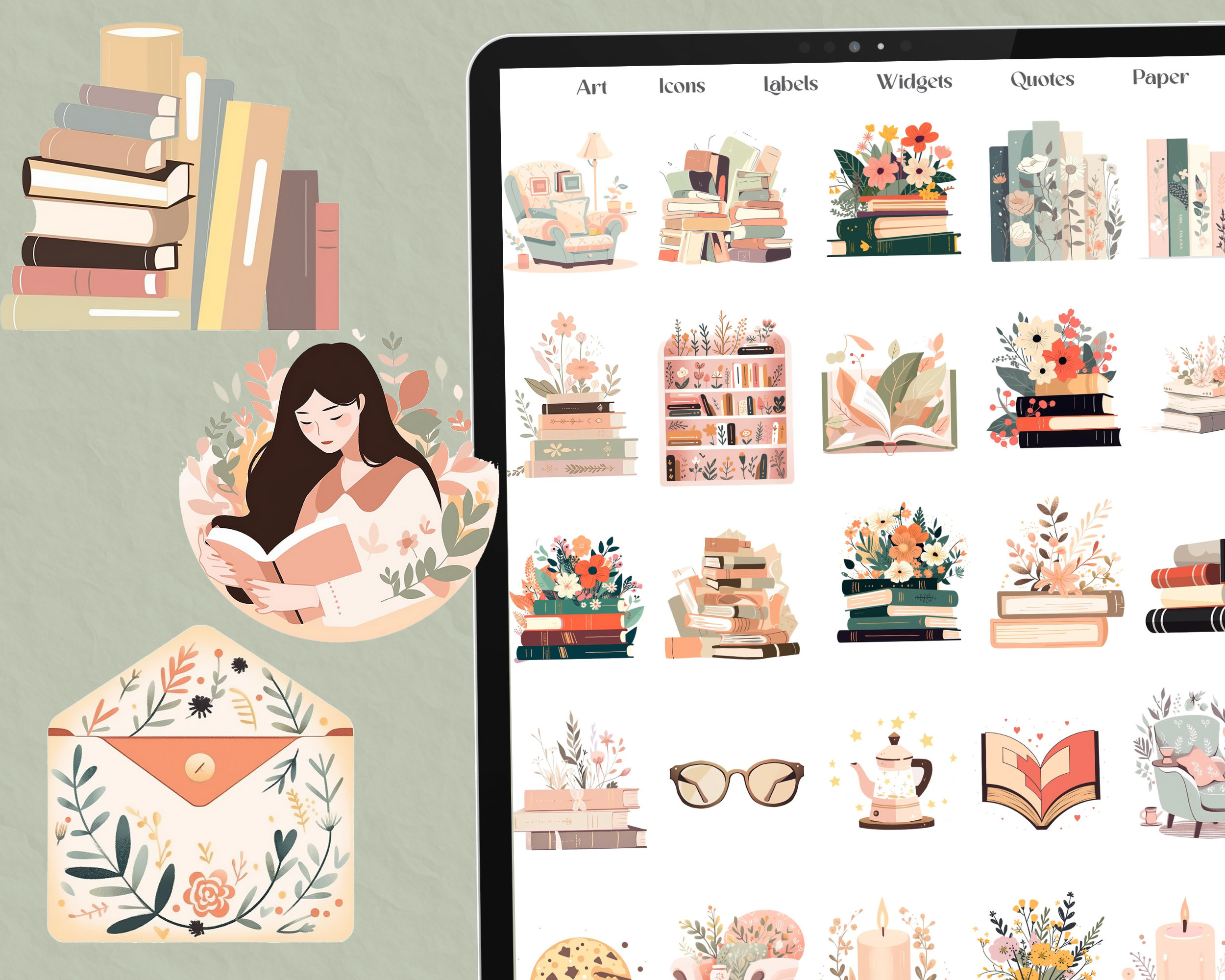 Bookworm Goodnotes Stickers | 300 Bookish Digital Stickers for ...