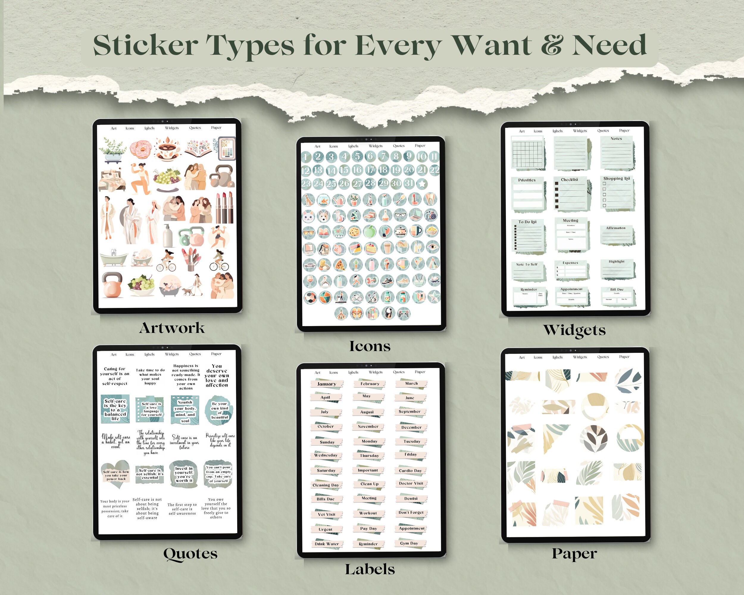 Self Care Stickers Goodnotes 330 Goodnotes Planner Stickers Everyday ...