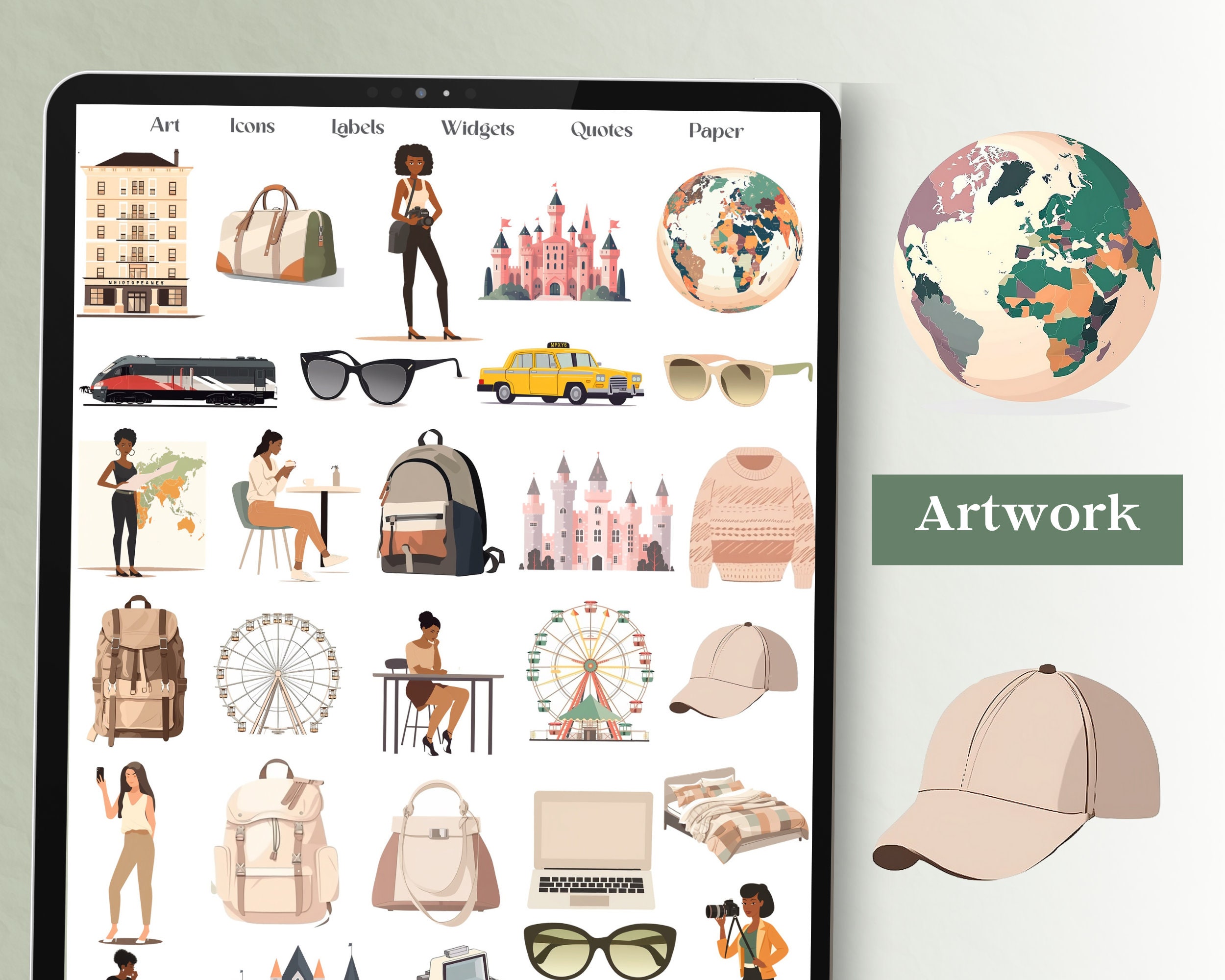 Travel Digital Stickers for Goodnotes | 330 Goodnotes Planner Stickers ...