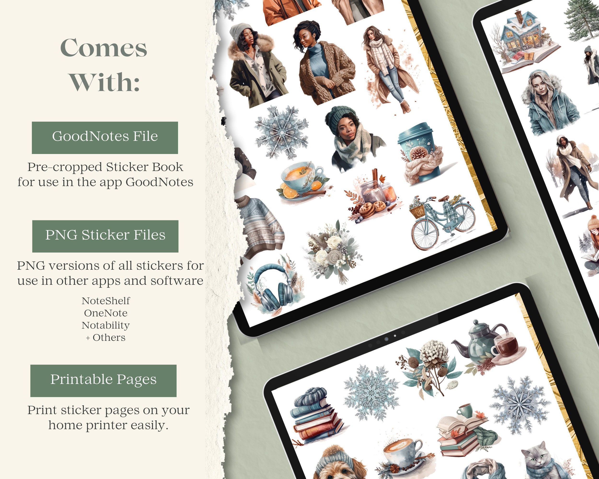 Digital Stickers for Goodnotes Winter 54 Winter Digital Stickers ...