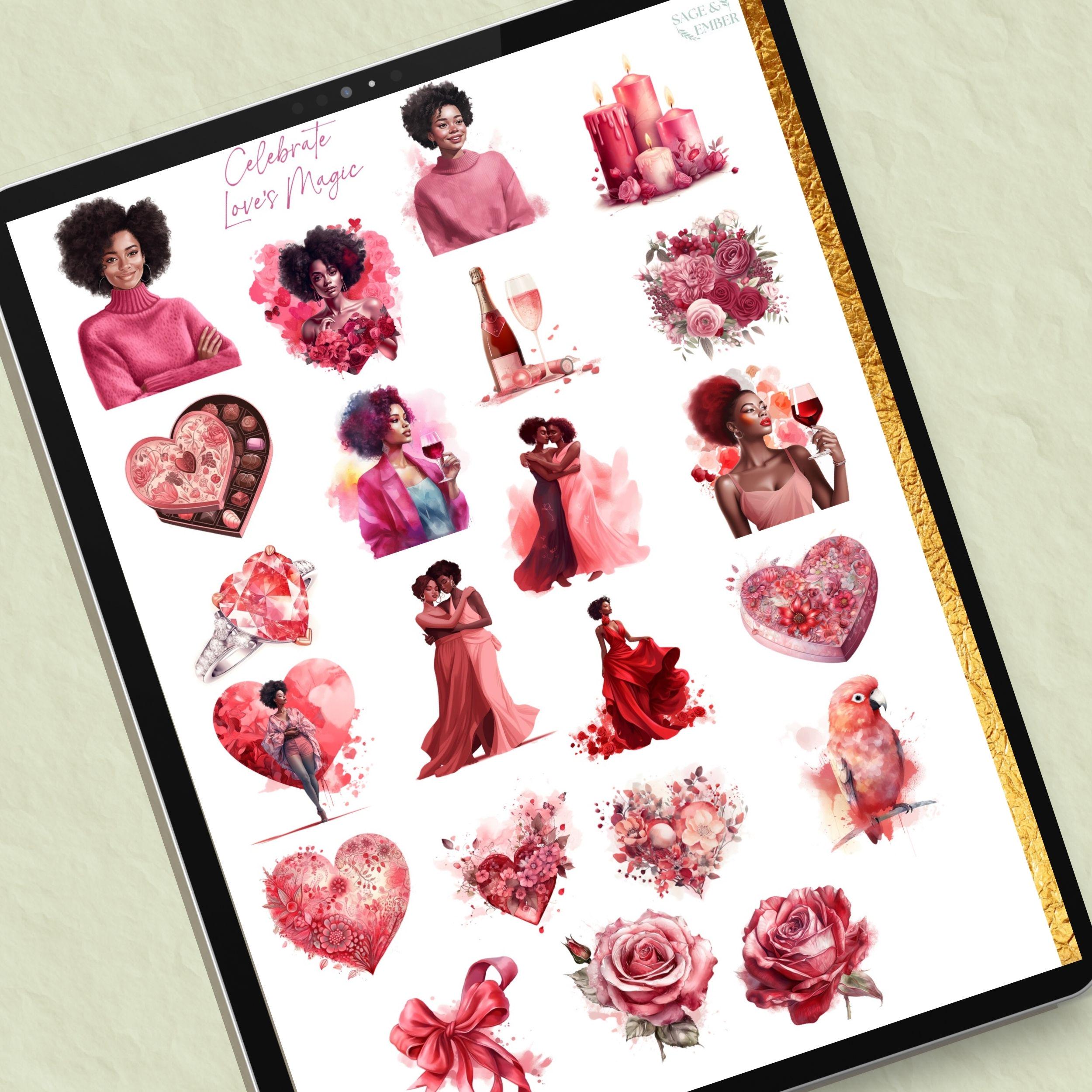 Valentines Day Goodnotes Stickers for Black Girls Holidays Digital ...