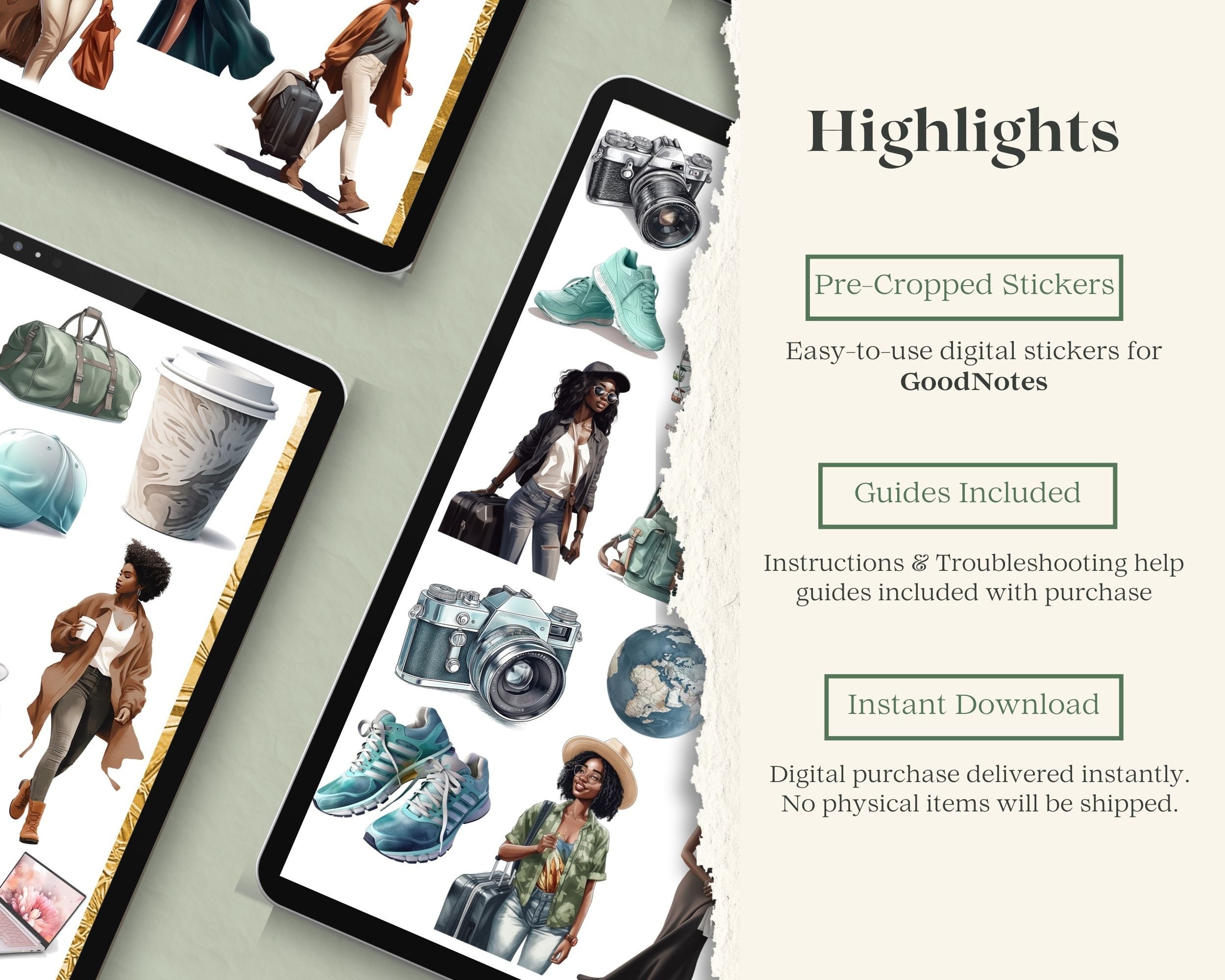 Travel Digital Stickers for Goodnotes 52 Goodnotes Planner Stickers ...