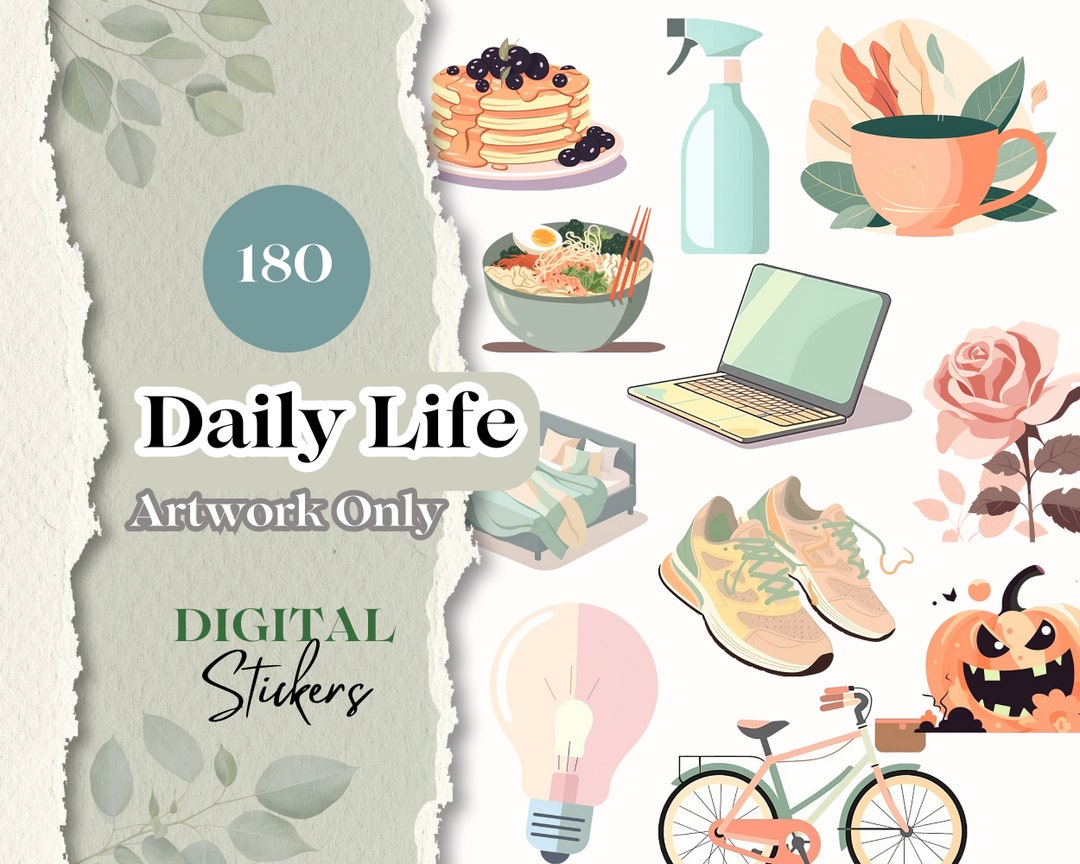 Daily Life Digital Sticker | 180 GOODNOTES Stickers Digital Planner ...