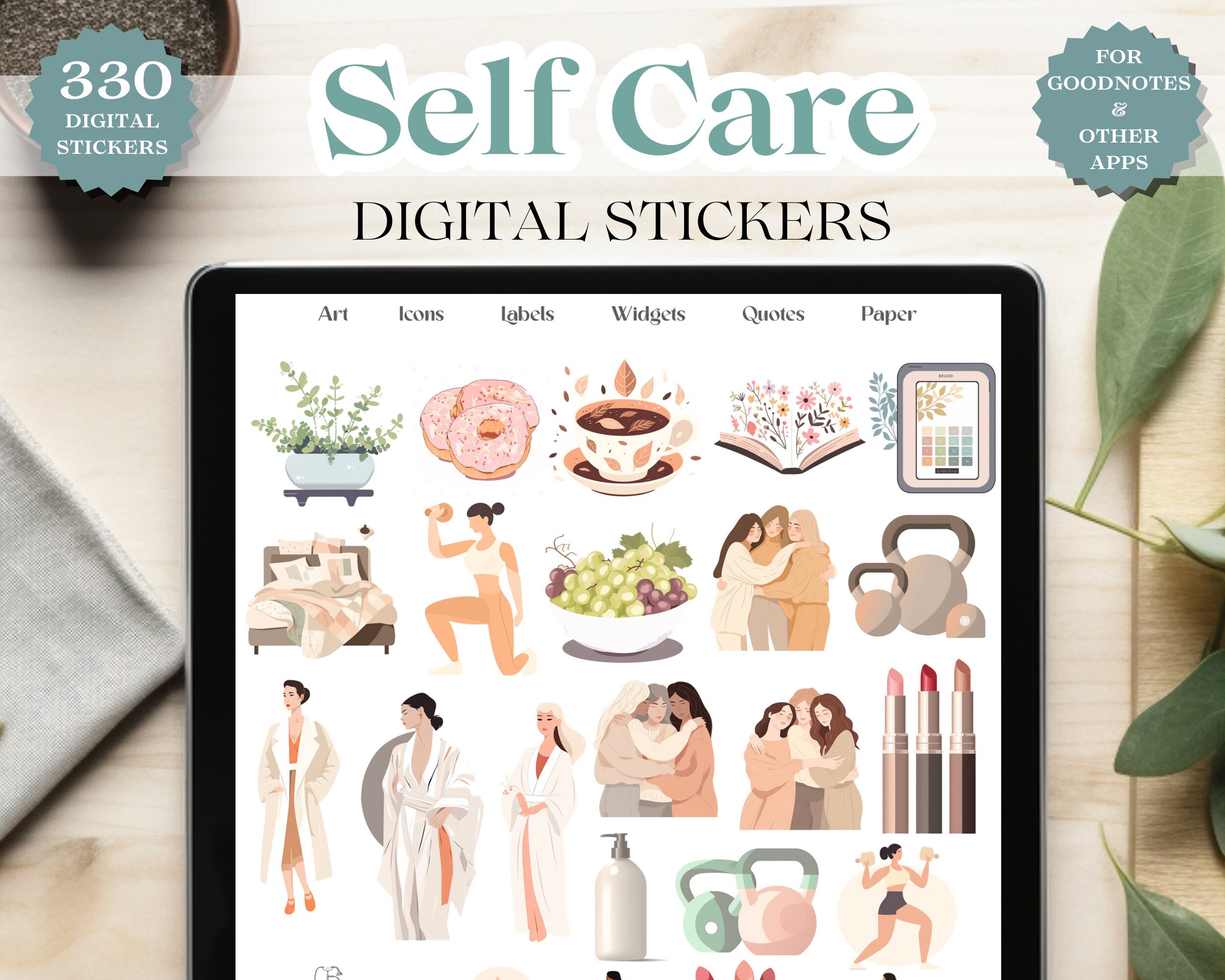 Self Care Stickers Goodnotes 330 Goodnotes Planner Stickers Everyday ...