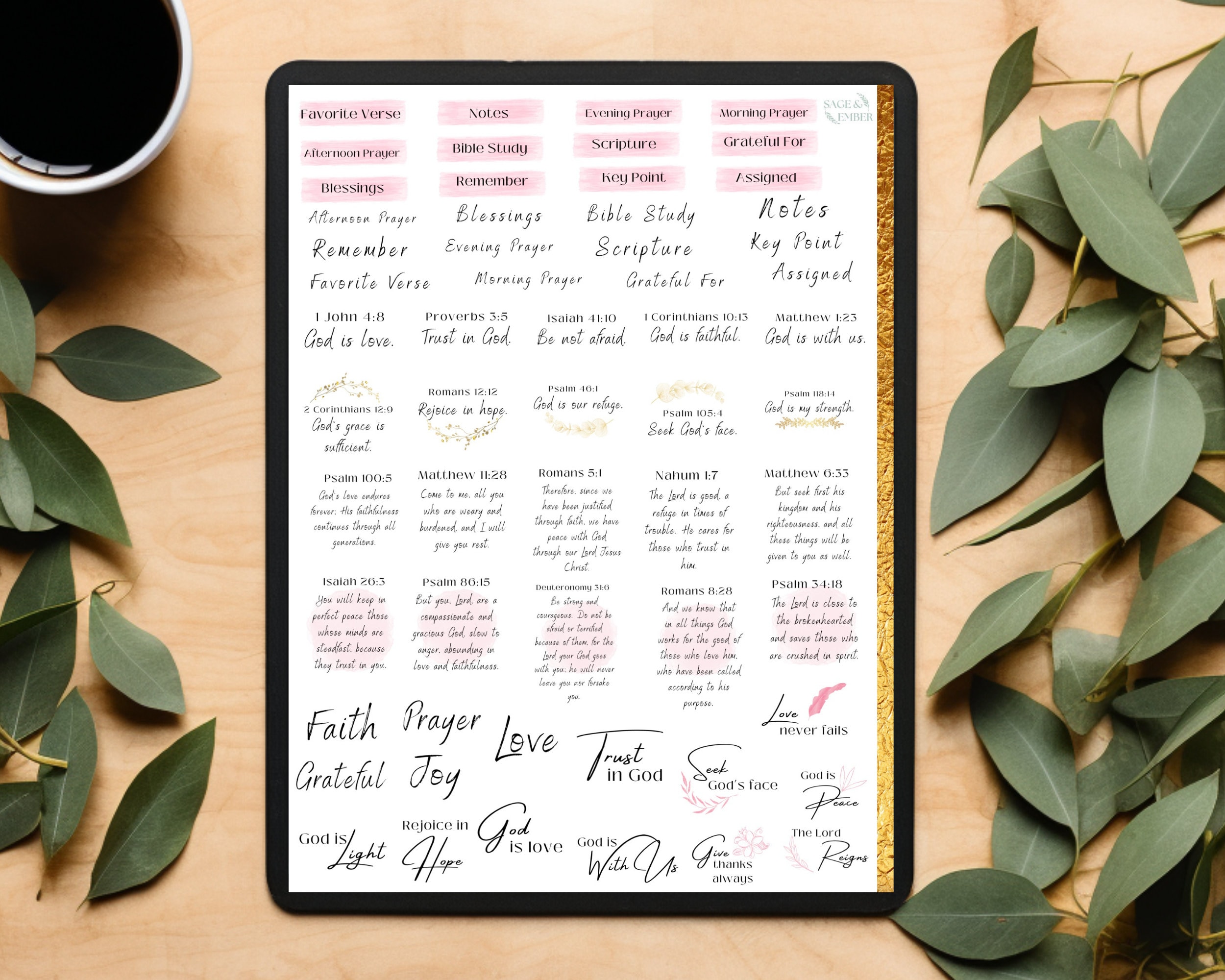 Christian Bible Study Goodnotes Stickers Digital Stickers for Black ...