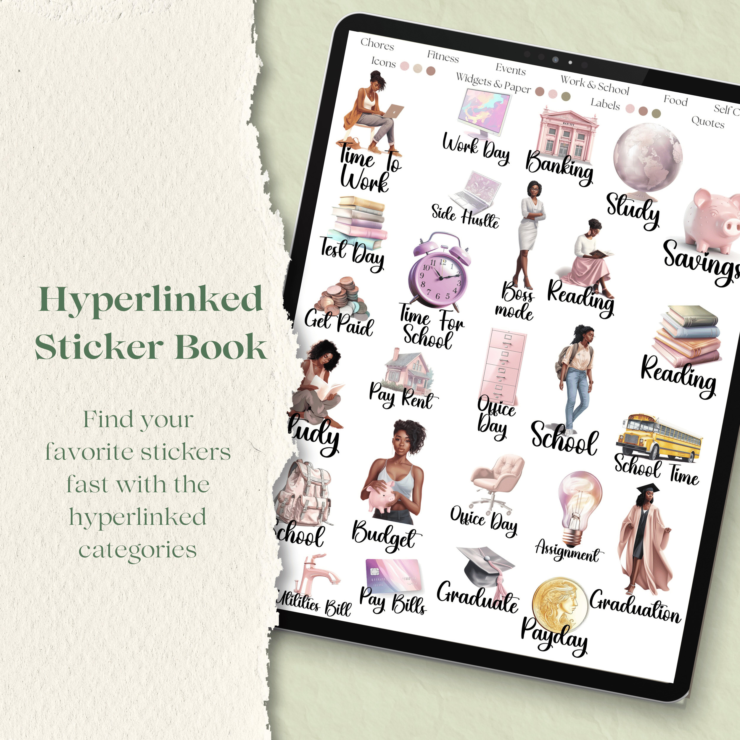 Everyday Goodnotes Stickers for Black Girls Digital Stickers Everyday ...