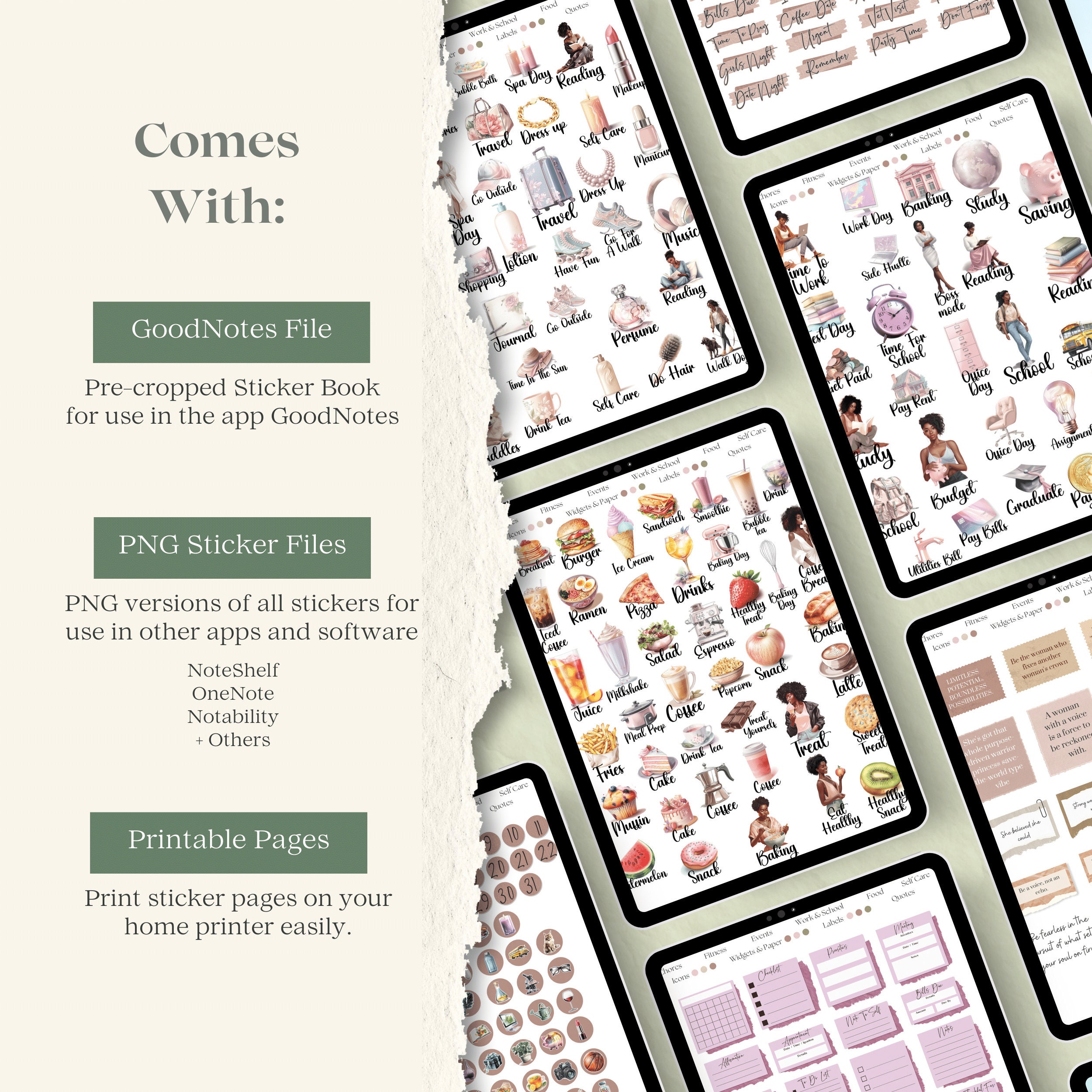 Everyday Goodnotes Stickers for Black Girls Digital Stickers Everyday ...