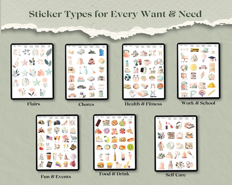 Daily Life Digital Sticker | 180 GOODNOTES Stickers Digital Planner ...