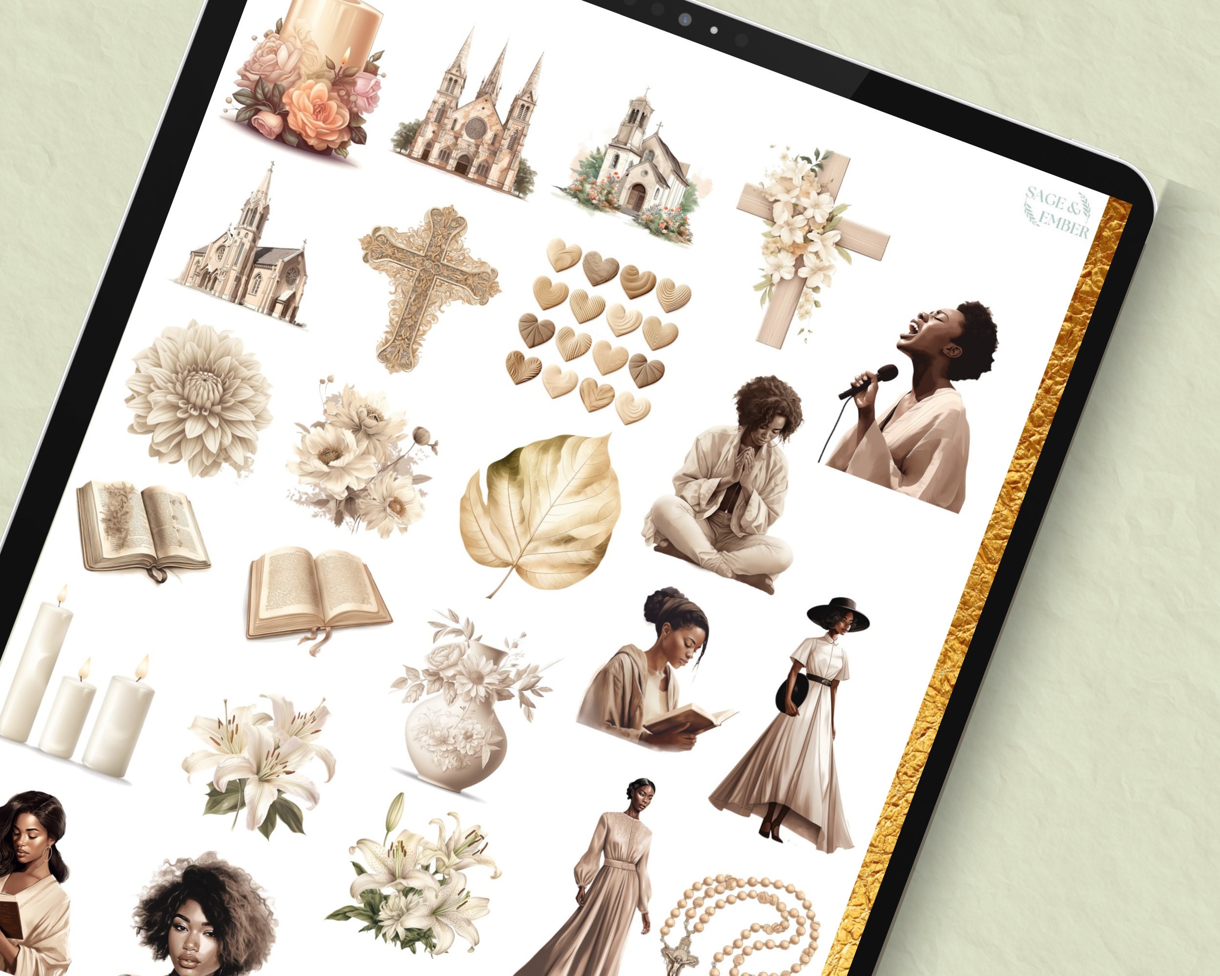 Neutral Bible Goodnotes Stickers for Digital Planners Christian Bible ...