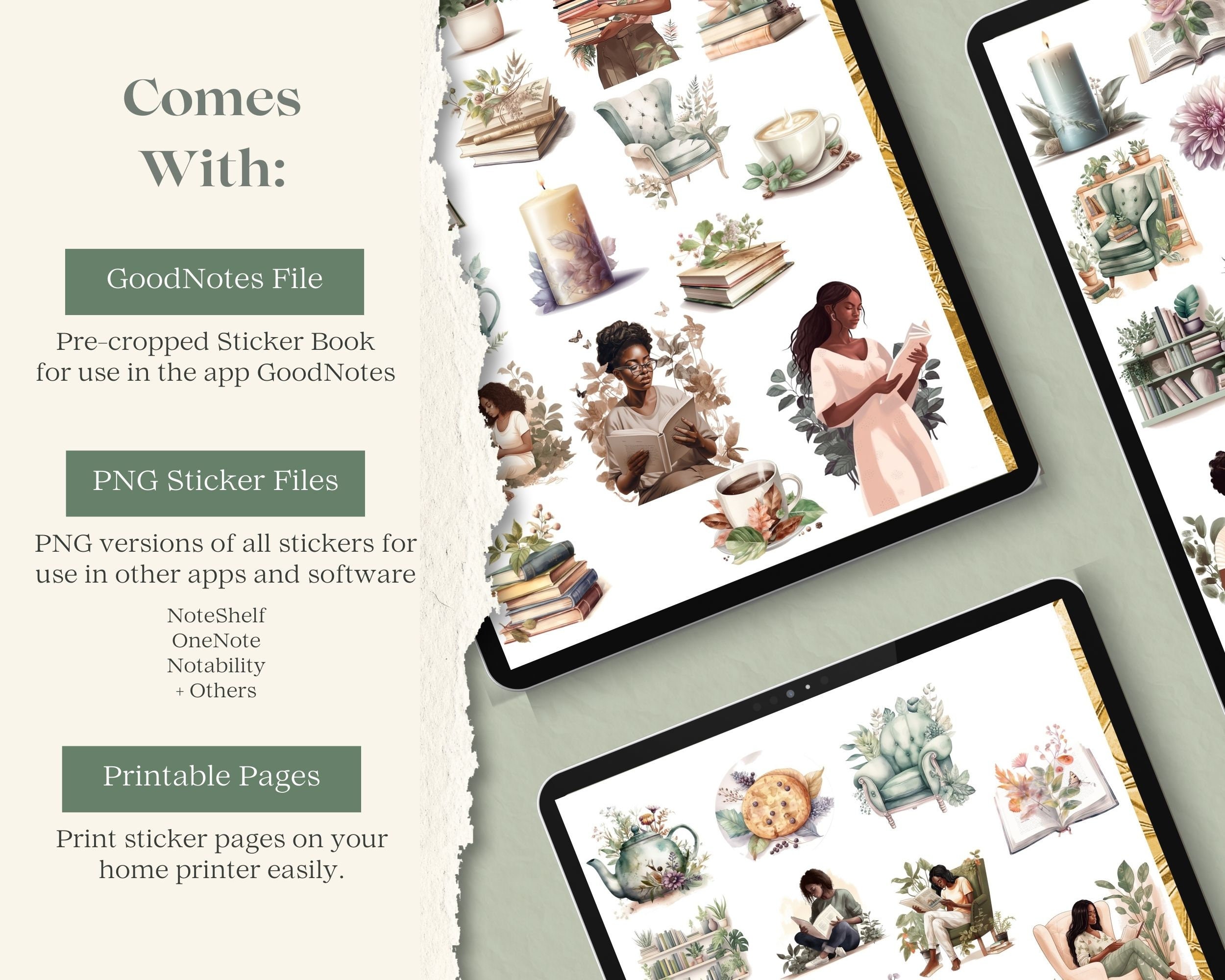 Reading Stickers for Goodnotes 50 Bookworm Goodnotes Stickers Reading ...