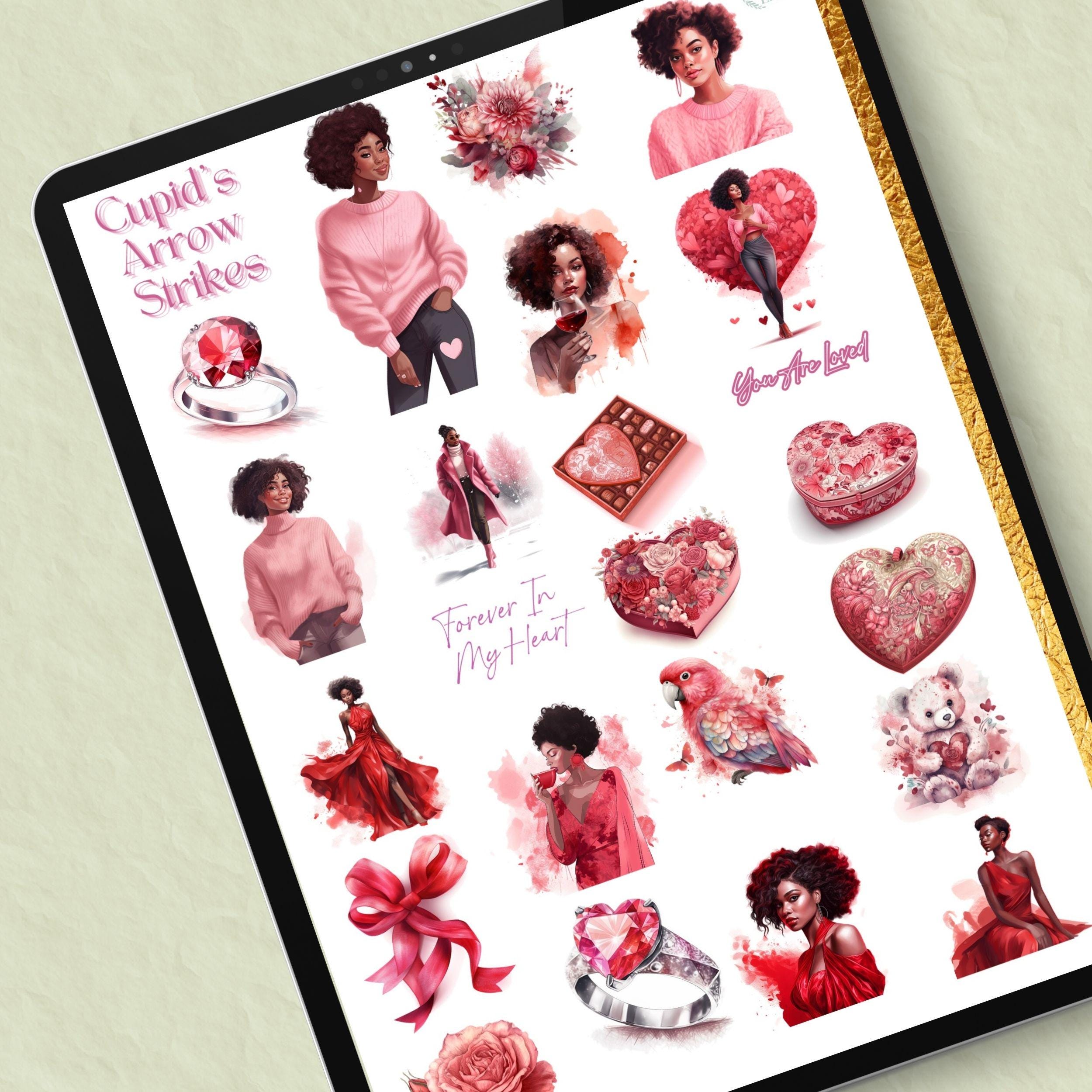 Valentines Day Goodnotes Stickers for Black Girls Holidays Digital ...