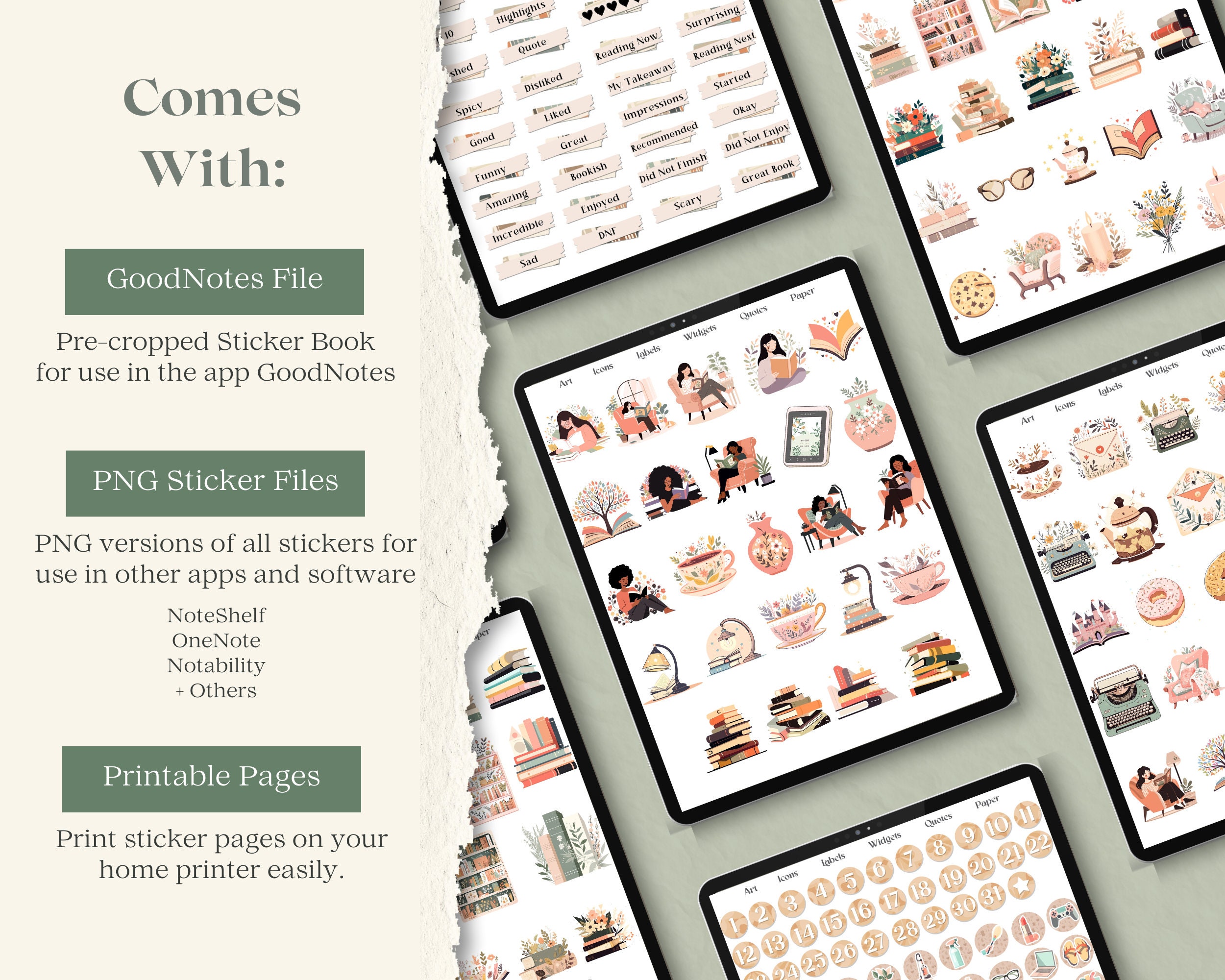 Bookworm Goodnotes Stickers | 300 Bookish Digital Stickers for ...