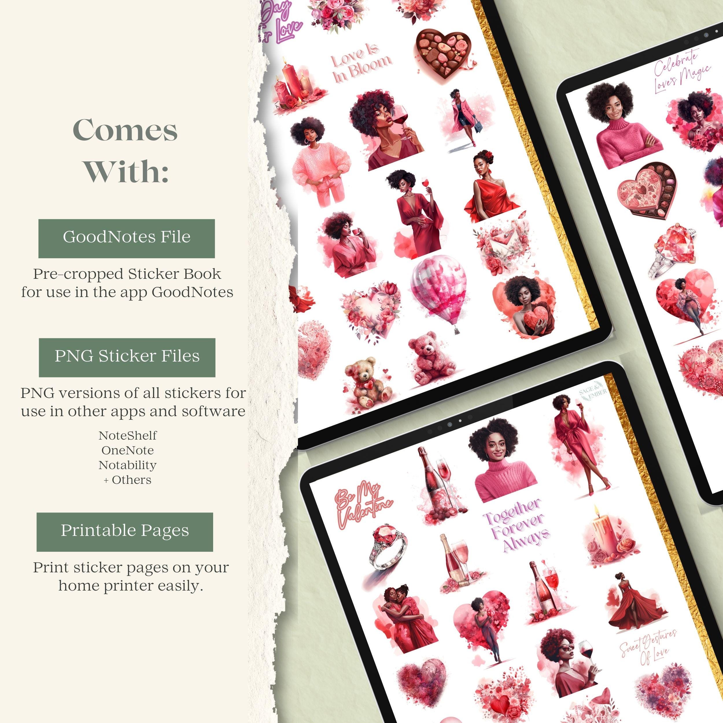 Valentines Day Goodnotes Stickers for Black Girls Holidays Digital ...