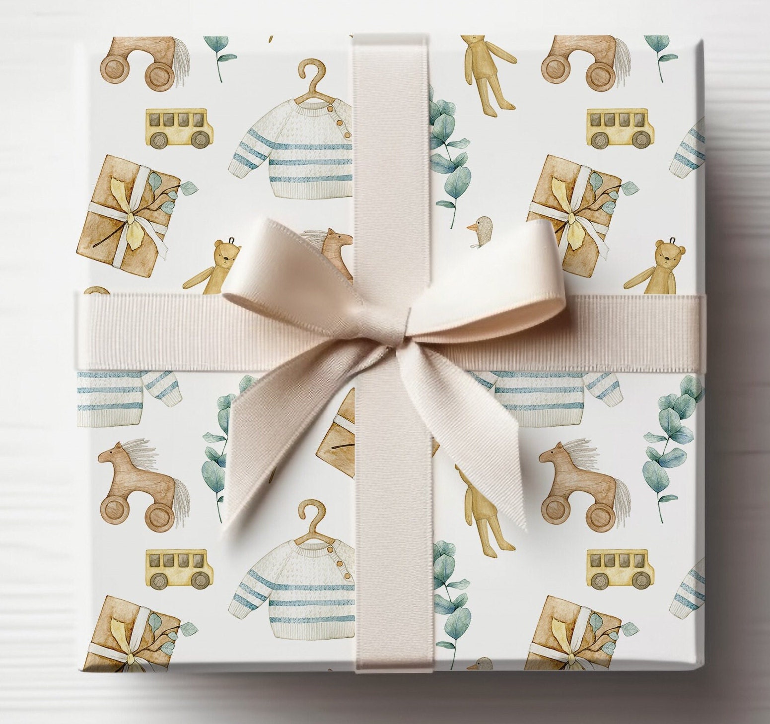 Baby Boy Wrapping, Baby Toys Train Wrapping Paper, Baby Shower Gift ...