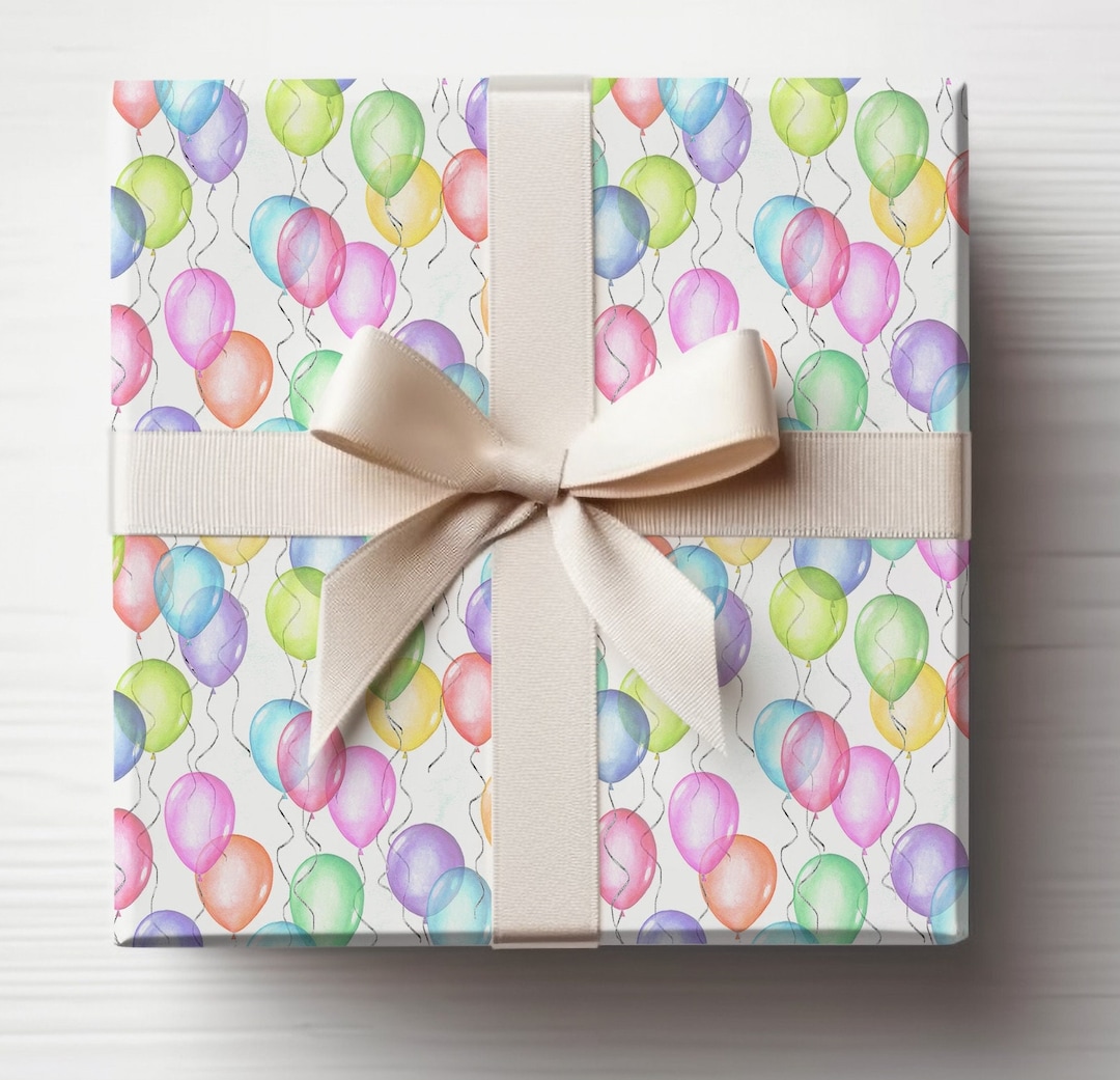 Birthday Wrapping Paper, Birthday Balloons, Colorful Balloon Wrapping ...
