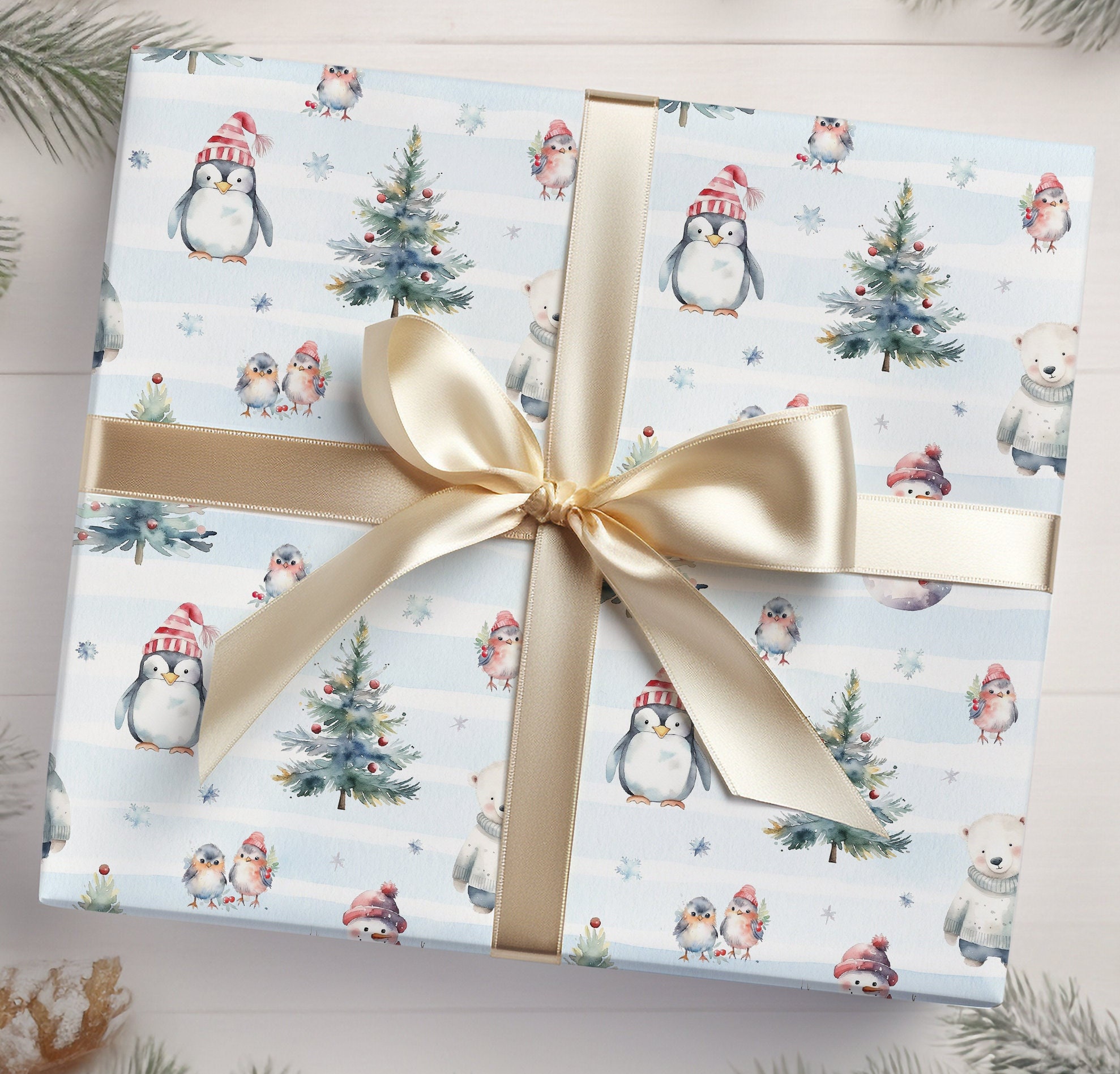 Adorable Christmas Gift Wrap, Merry Christmas Wrapping Paper, Rustic ...