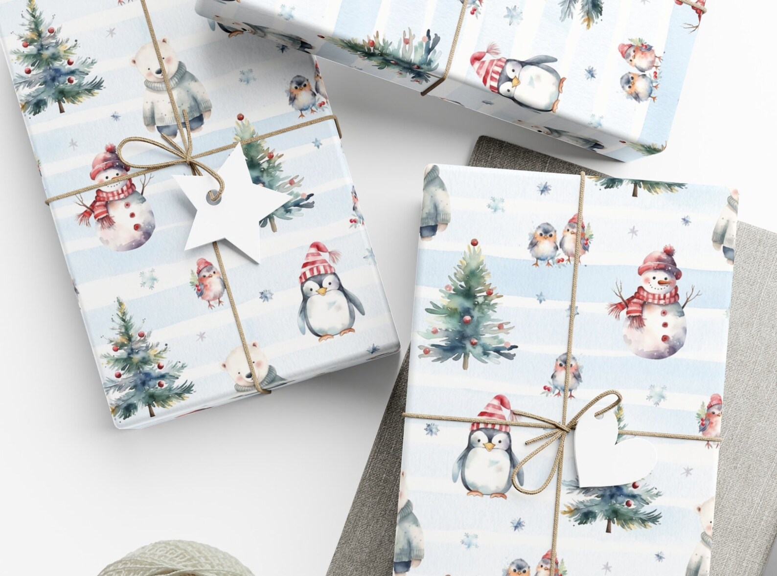 Adorable Christmas Gift Wrap, Merry Christmas Wrapping Paper, Rustic ...