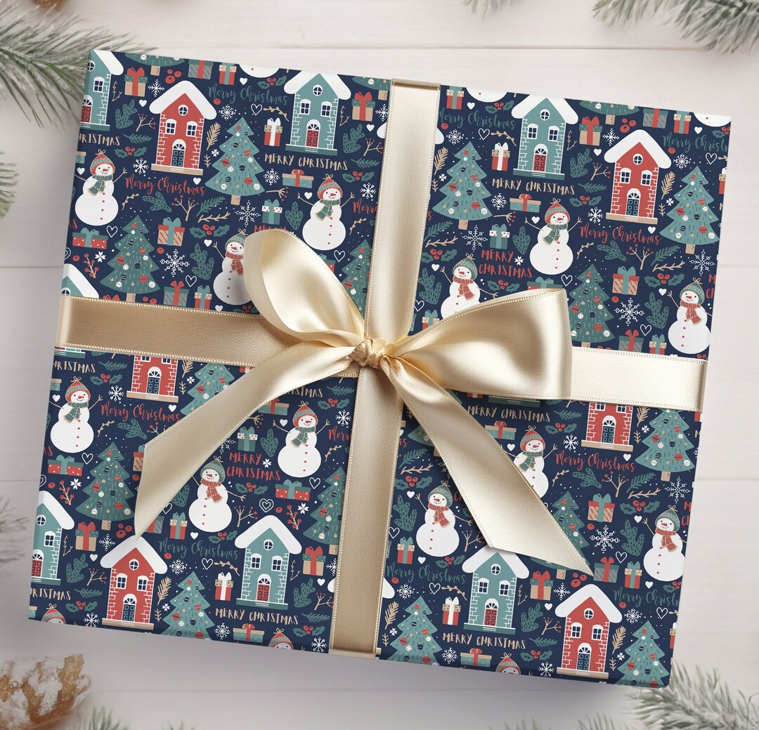Christmas Gift Wrap, Merry Christmas Wrapping Paper, Vintage Gift Wrap ...