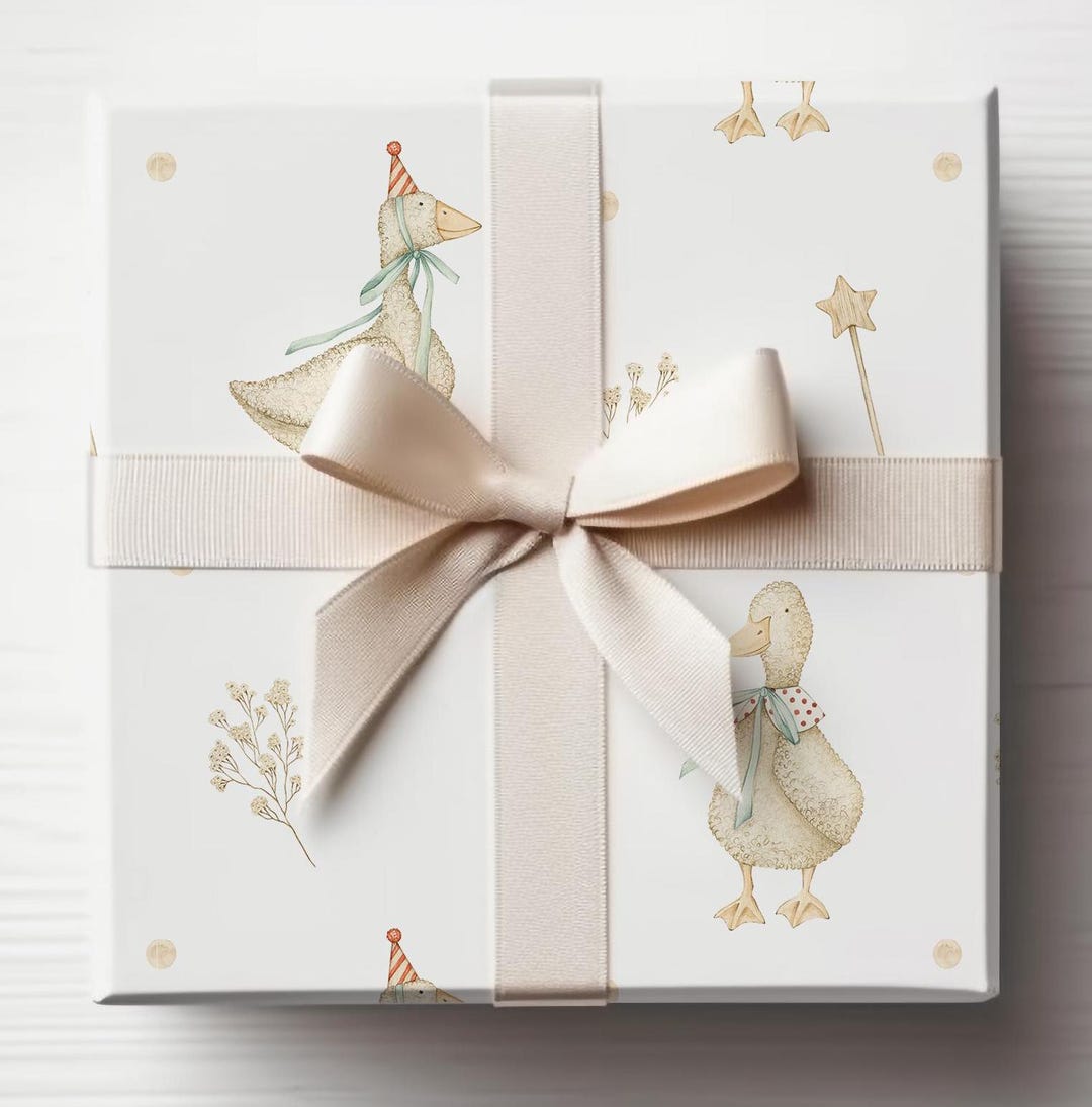 Goose Birthday Baby Shower Wrapping Paper, Baby Shower Gift Wrap Roll ...
