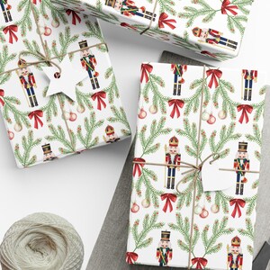Nutcracker Wreath Christmas Gift Wrap, Christmas Wrapping Paper ...