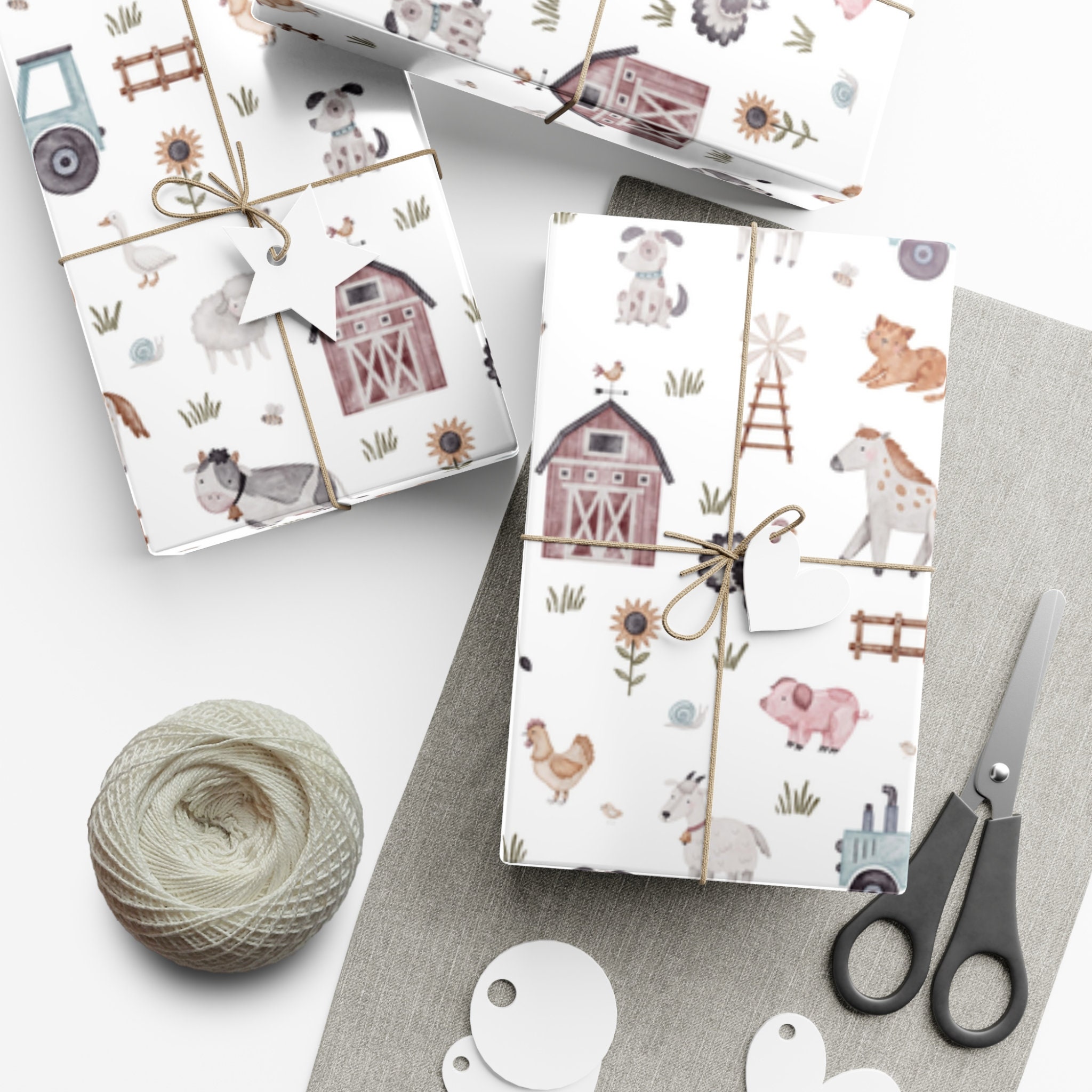 Farm Animals Wrapping Paper, Gift Wrap, Farm Birthday Party - Etsy