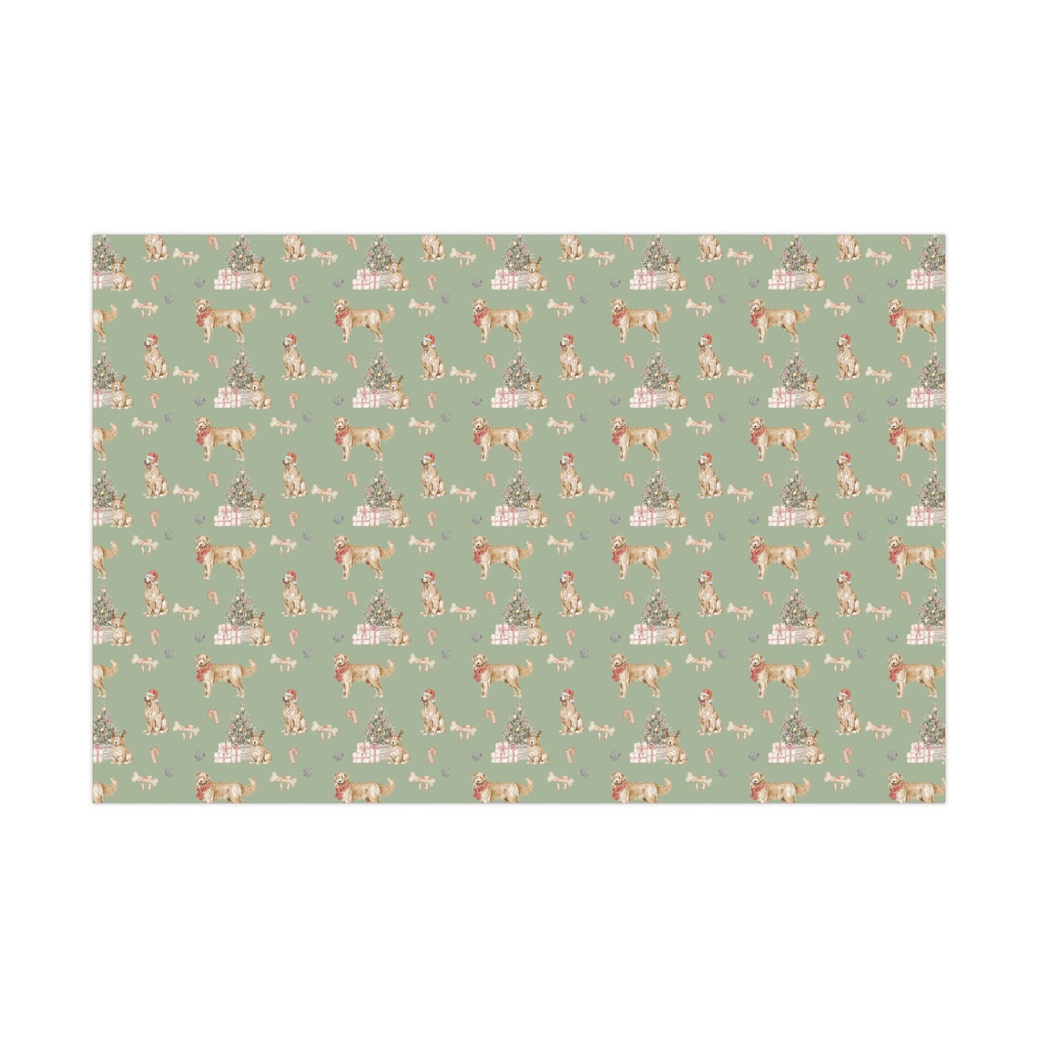 Golden Retriever Christmas Gift Wrap, Merry Christmas Wrapping Paper ...