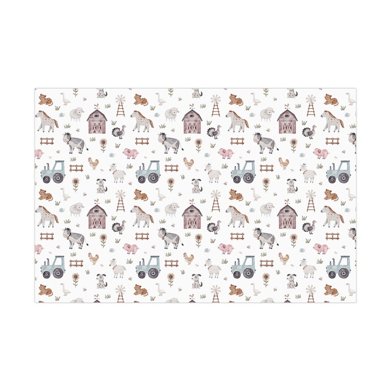 Farm Animals Wrapping Paper, Gift Wrap, Farm Birthday Party - Etsy