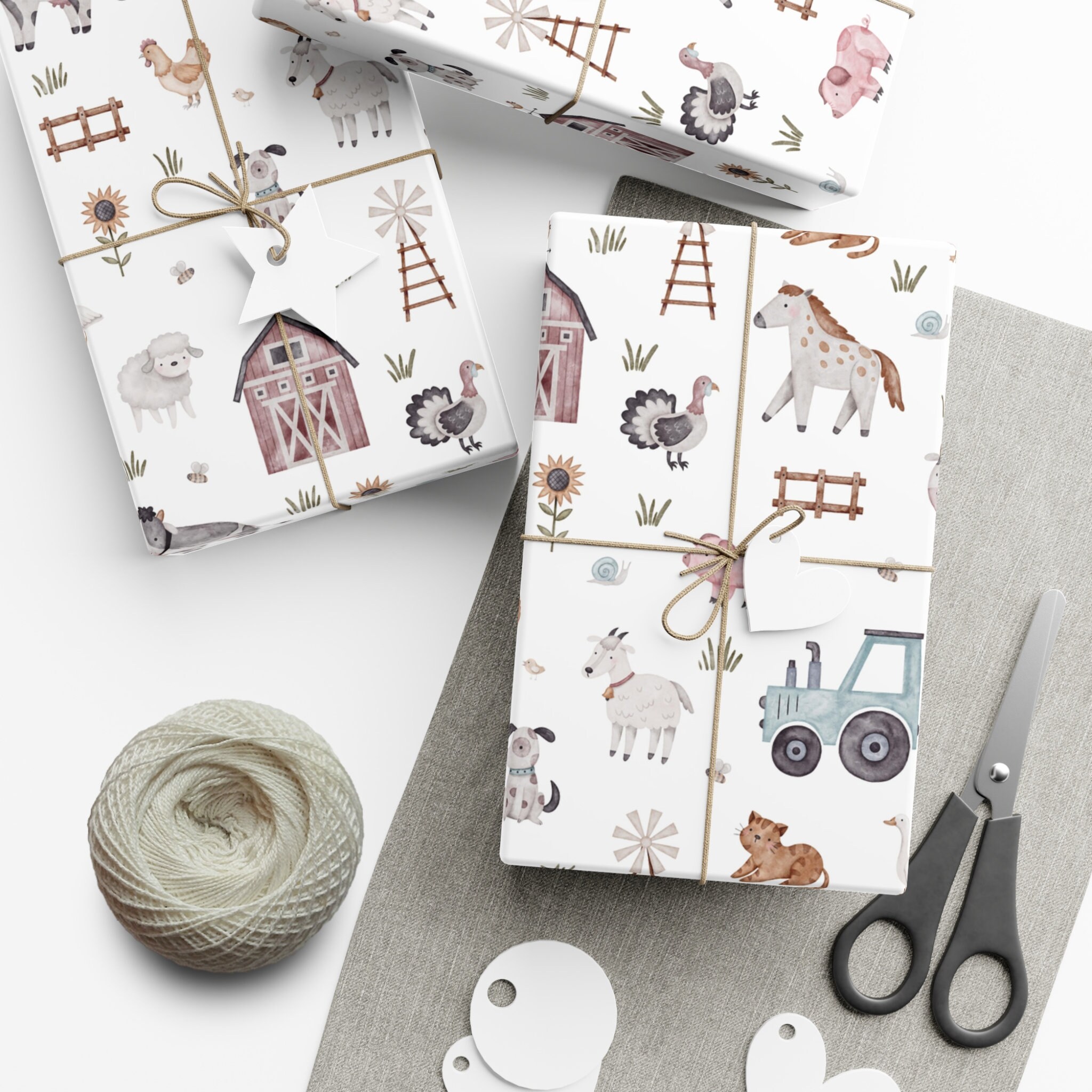 Farm Animals Wrapping Paper, Gift Wrap, Farm Birthday Party - Etsy
