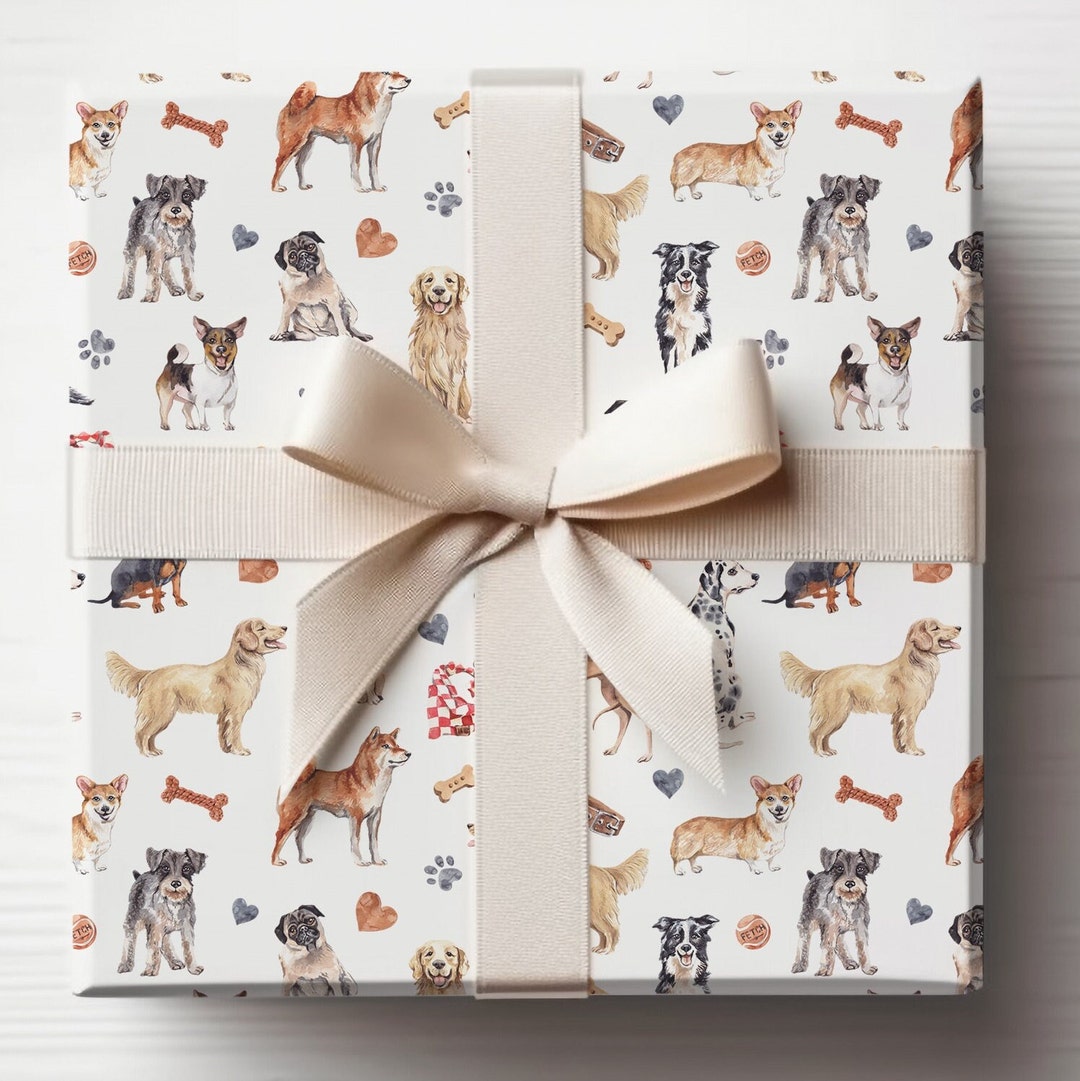 Dog Wrapping Paper, Dog Birthday Gift Wrap, Wrapping Paper, Birthday ...