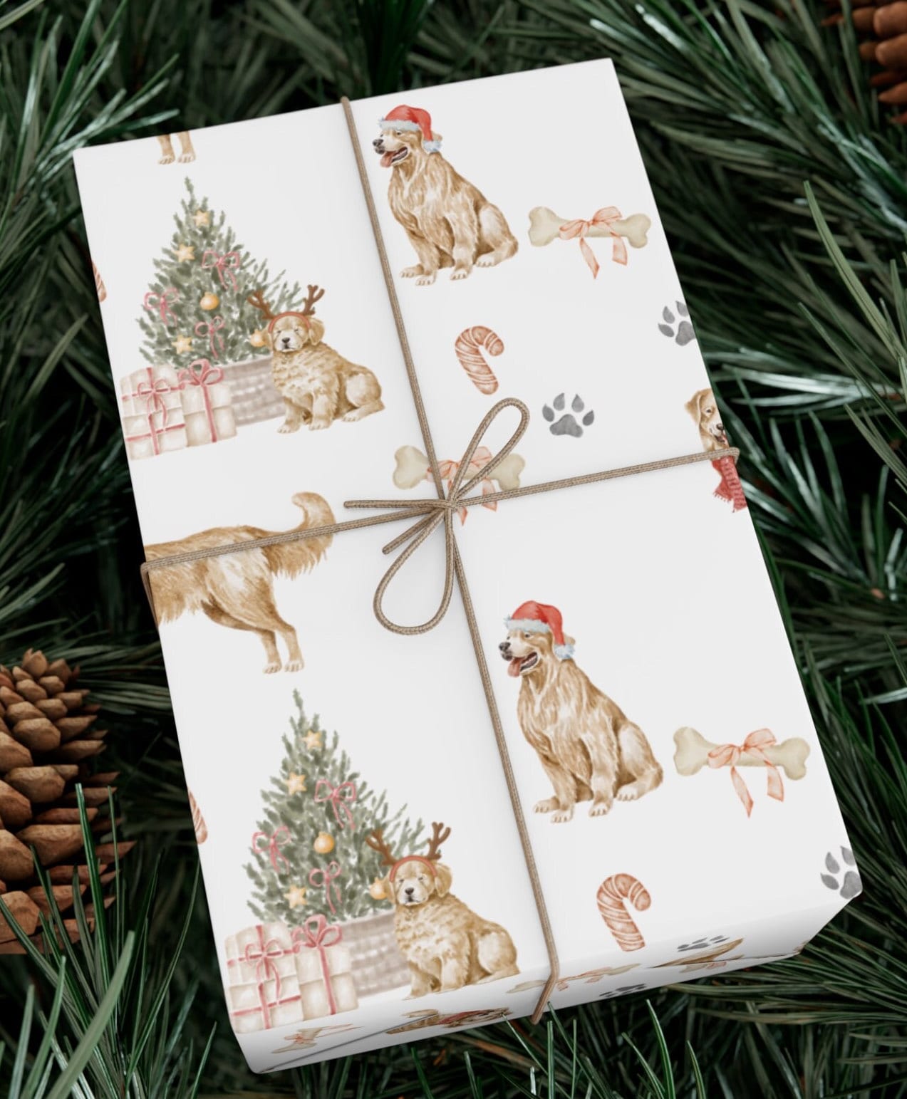 Golden Retriever Christmas Gift Wrap, Merry Christmas Wrapping Paper ...