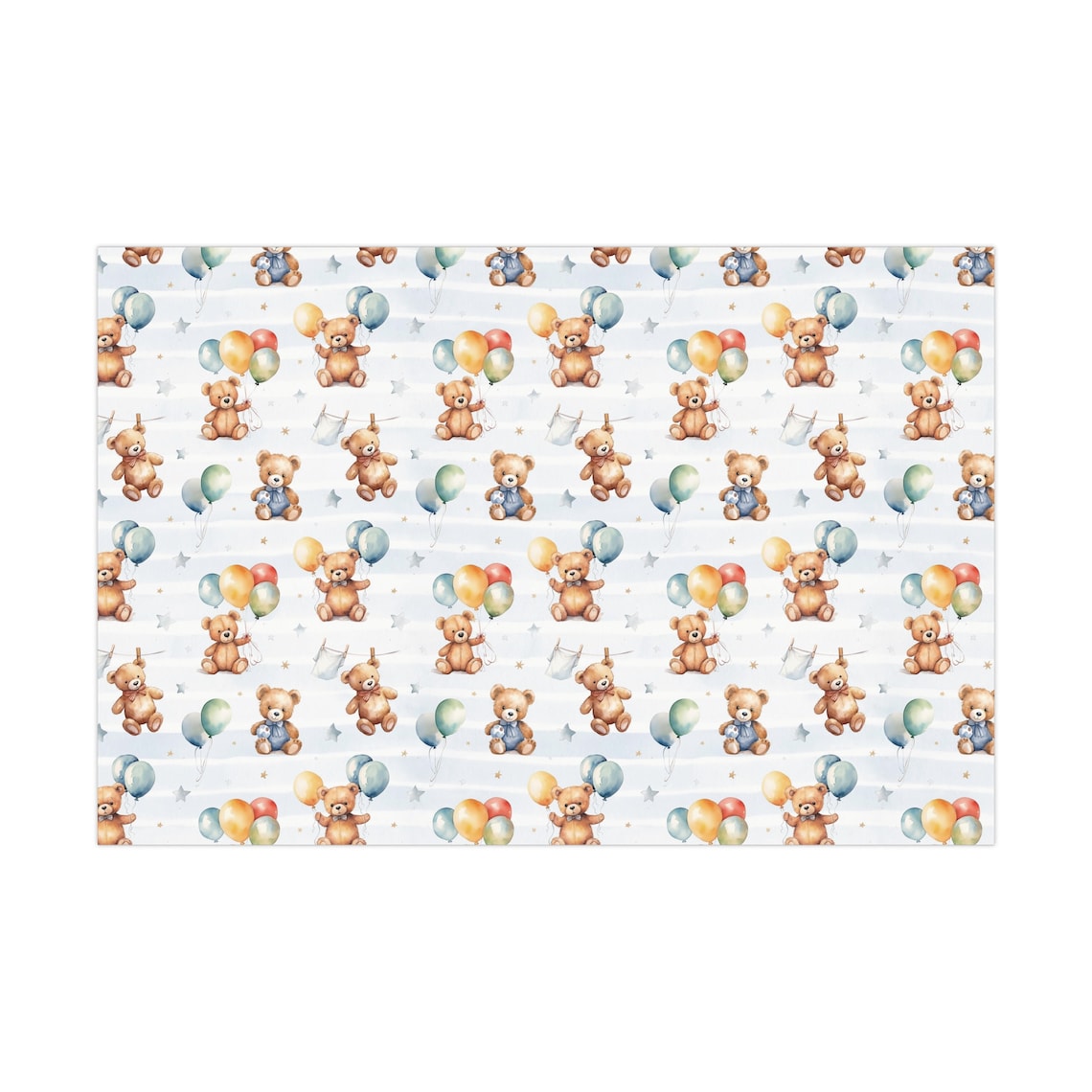 Teddy Bear Wrapping Paper, Baby Shower Gift Wrap, Baby Boy Birthday ...