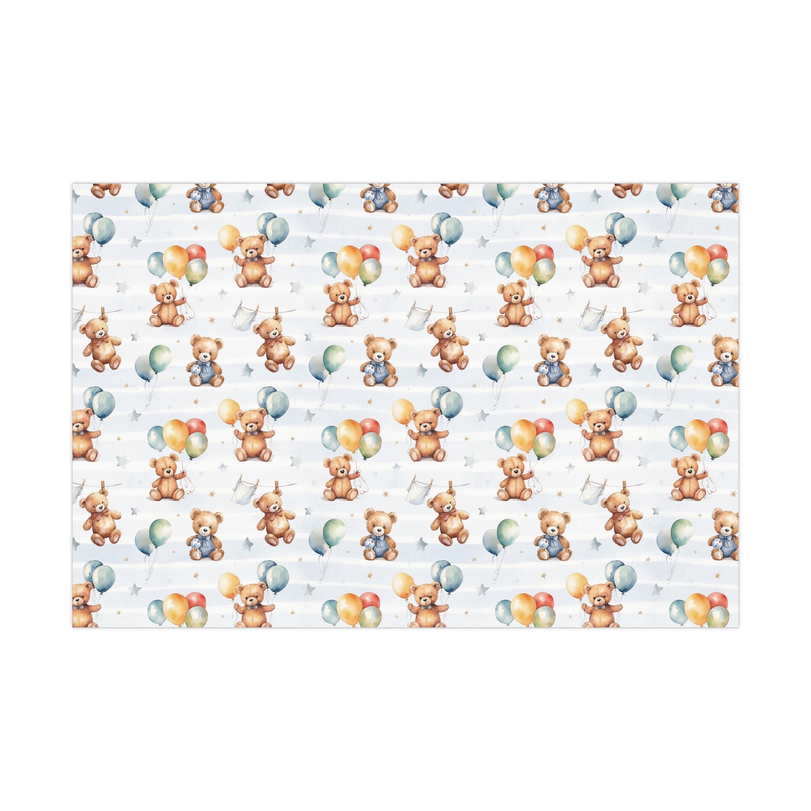 Teddy Bear Wrapping Paper, Baby Shower Gift Wrap, Baby Boy Birthday ...