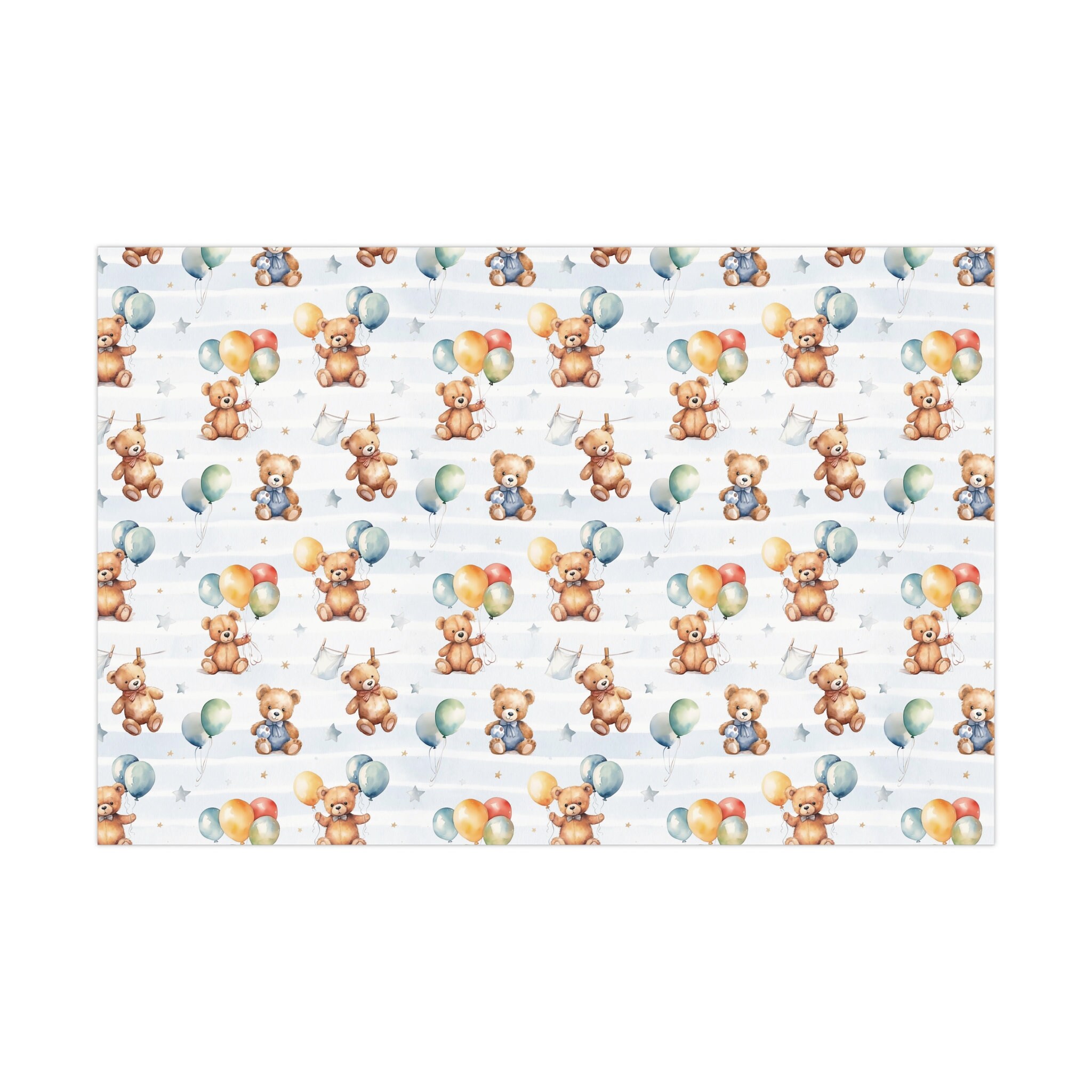 Teddy Bear Wrapping Paper, Baby Shower Gift Wrap, Baby Boy Birthday ...