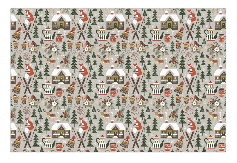 Ski Lodge Christmas Wrapping Paper: Nordic Woodland Cabin Gift Wrap - Etsy