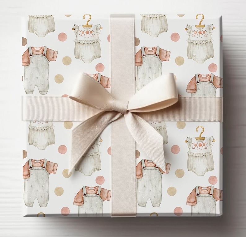 Baby Boy and Girl Wrapping, Baby Clothing Wrapping Paper, Baby Shower ...