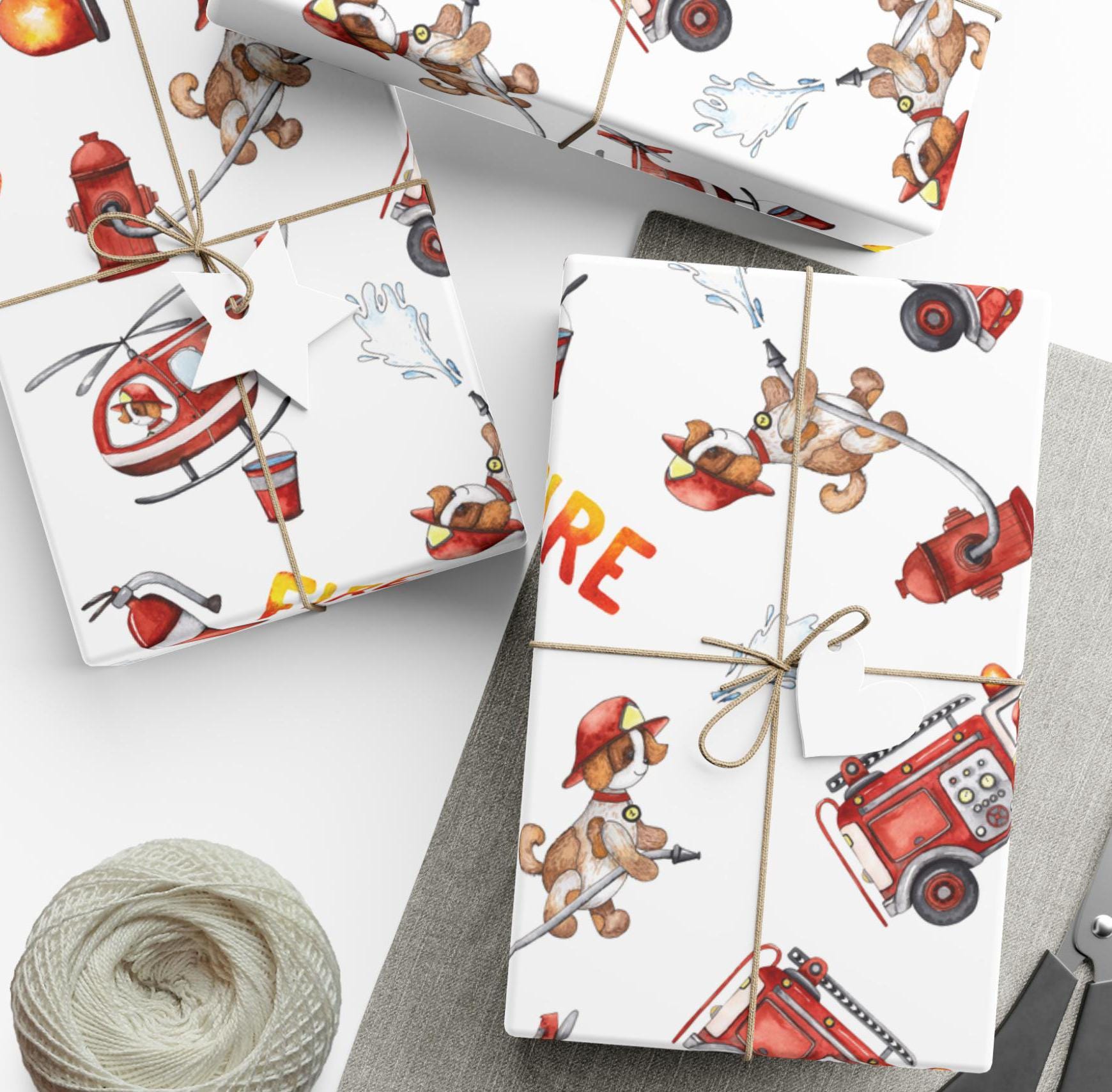 Fire Department Birthday Wrapping Paper, Fire Truck Gift Wrap Roll ...