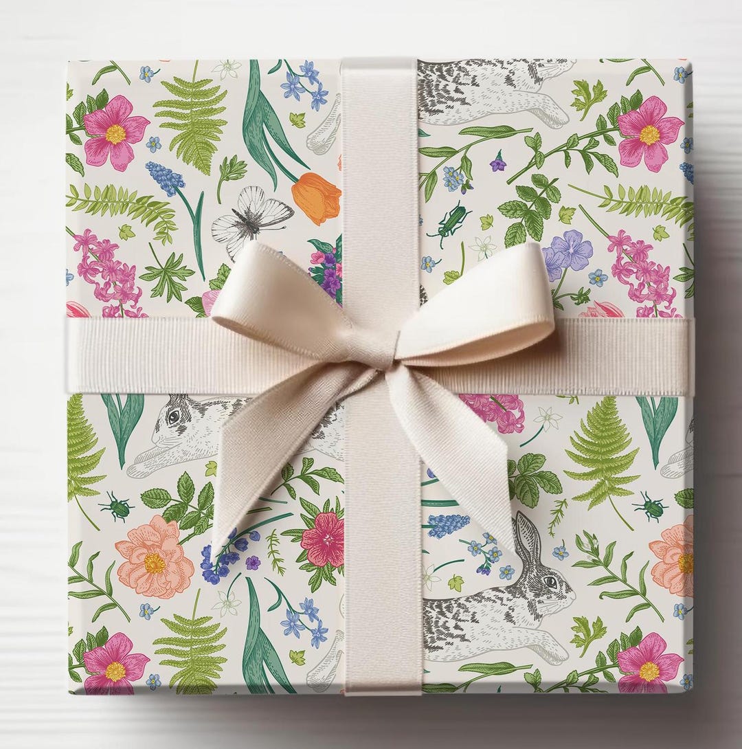 Colorful Easter Wrapping Paper, Adorable Bunnies Gift Wrap, Wrapping ...